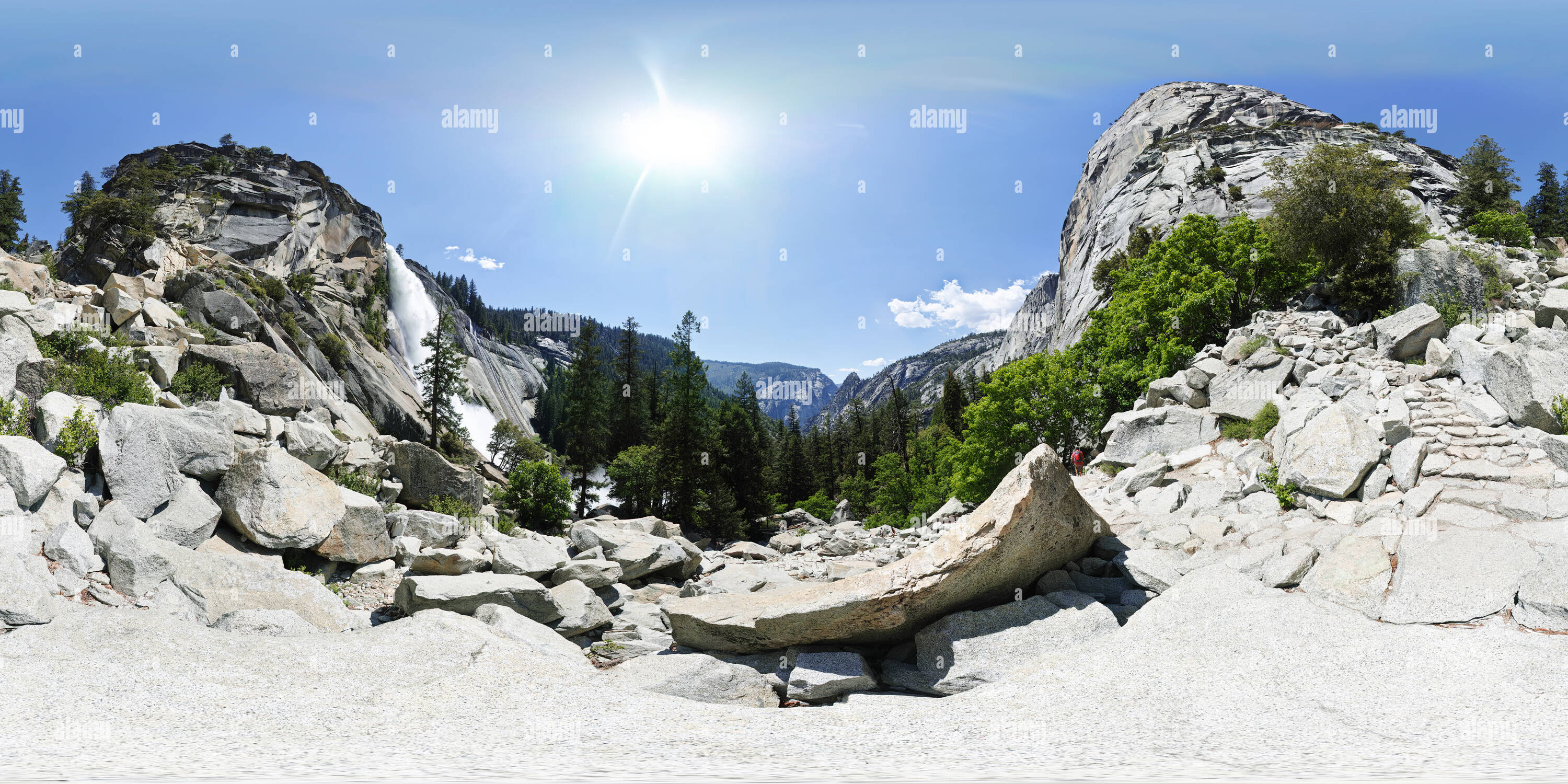 360° view of Under the Nevada Falls - Alamy