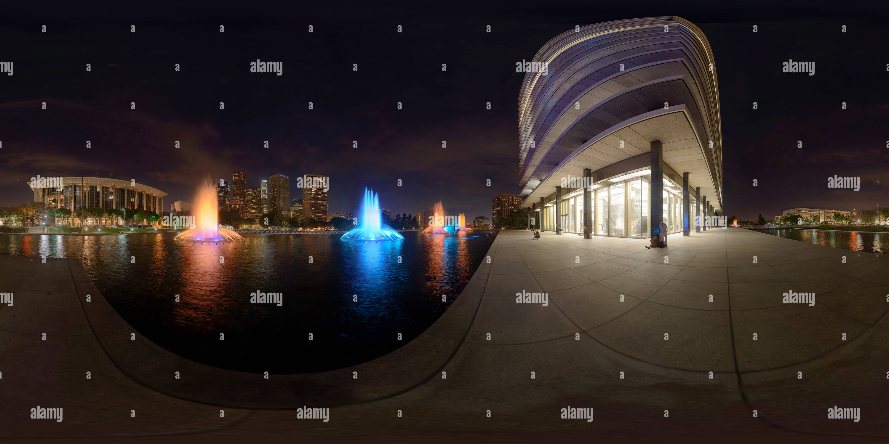 360° view of Los Angeles Skyline from DWP at Night - Alamy