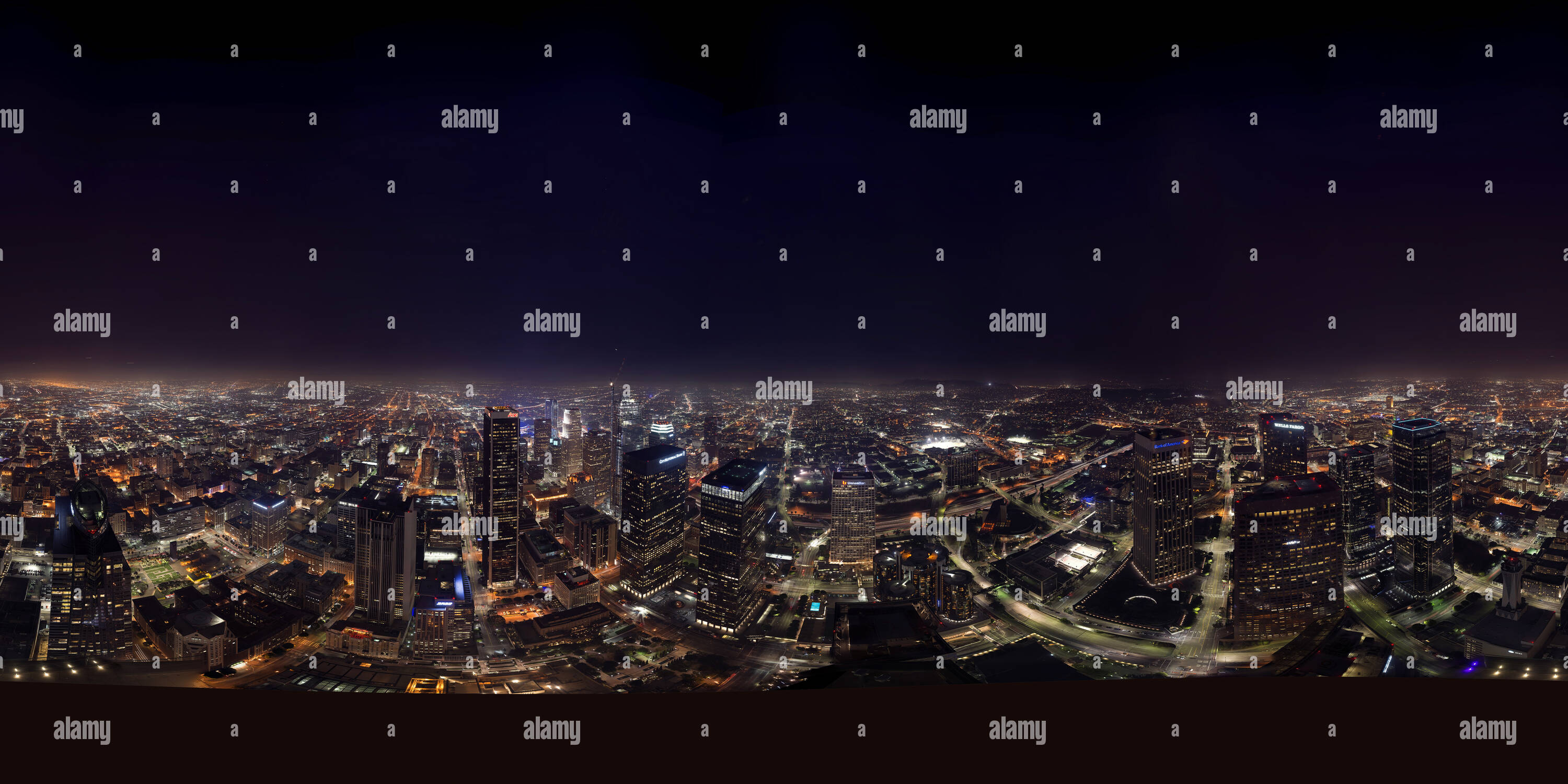 360° view of Downtown Los Angeles Night View - Alamy