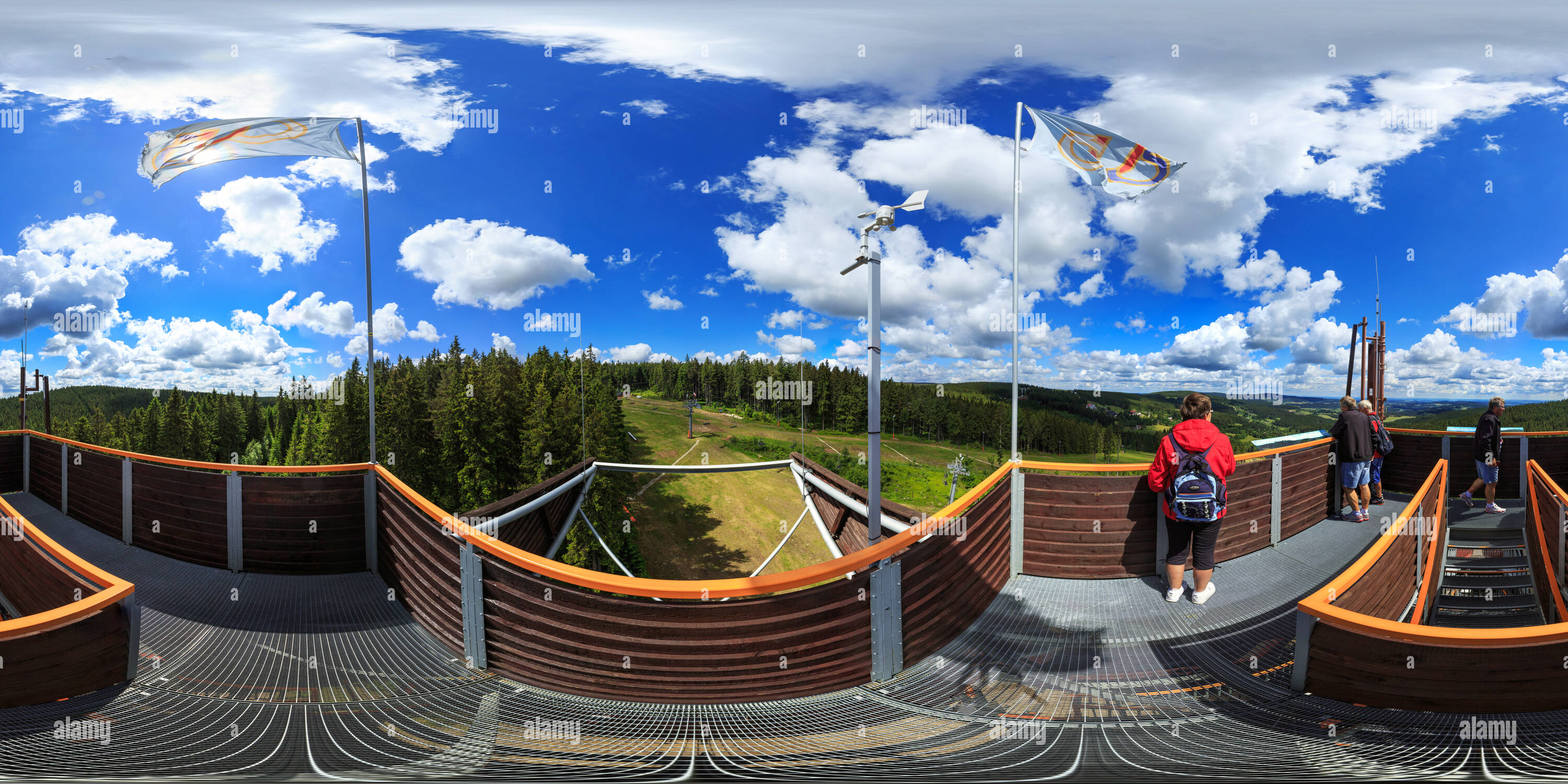 360° view of View from lookout tower made from ski jump tower, Churáňov ...