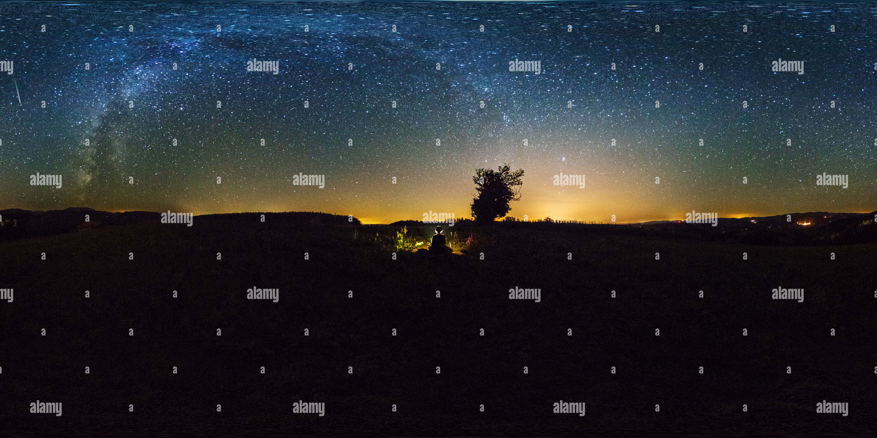 360° view of Perseid meteor seen from the village in Serbia - Alamy