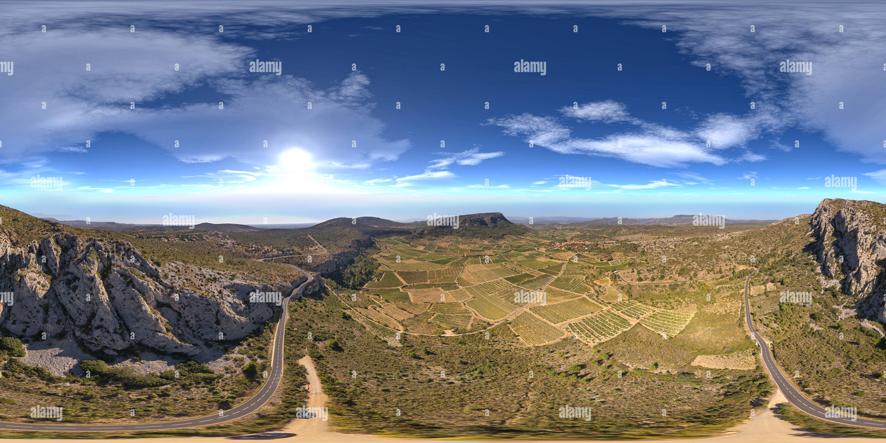 360° view of View to Vingrau and the Eastern Pyrenees - Alamy