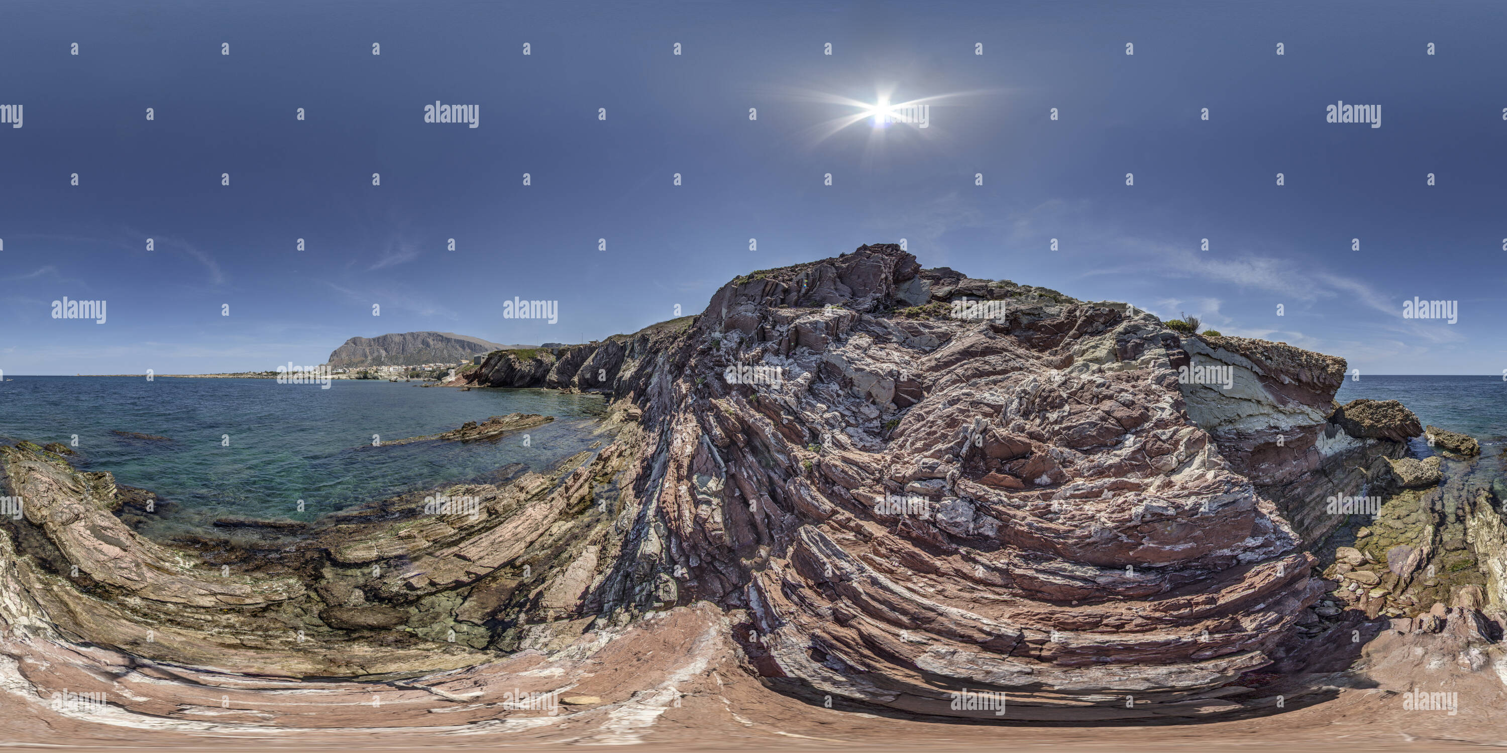 360° view of Cala Rossa Terrasini shore - Alamy