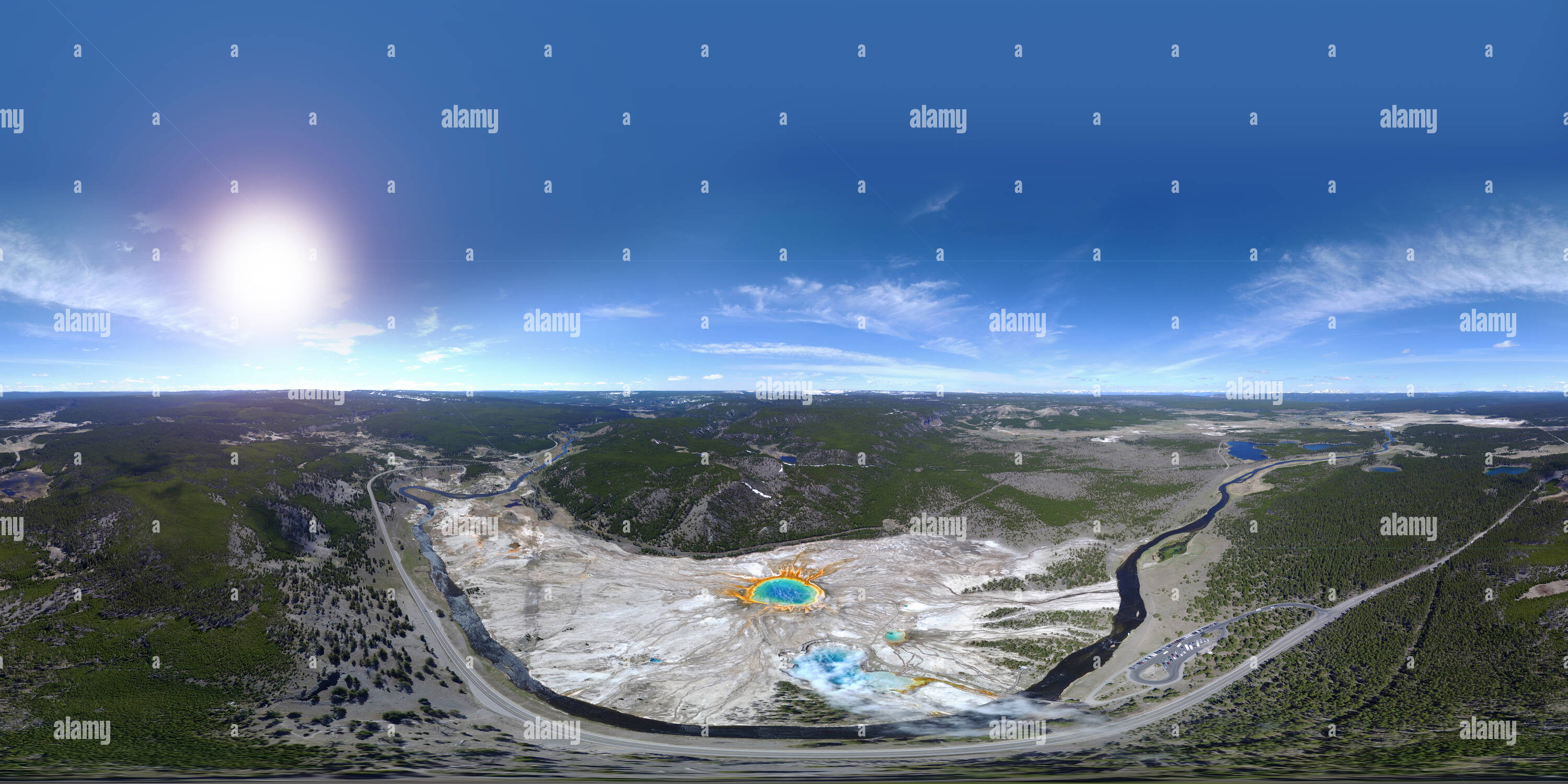 360° view of Grand Prismatic Spring, Yellowstone National Park - Alamy