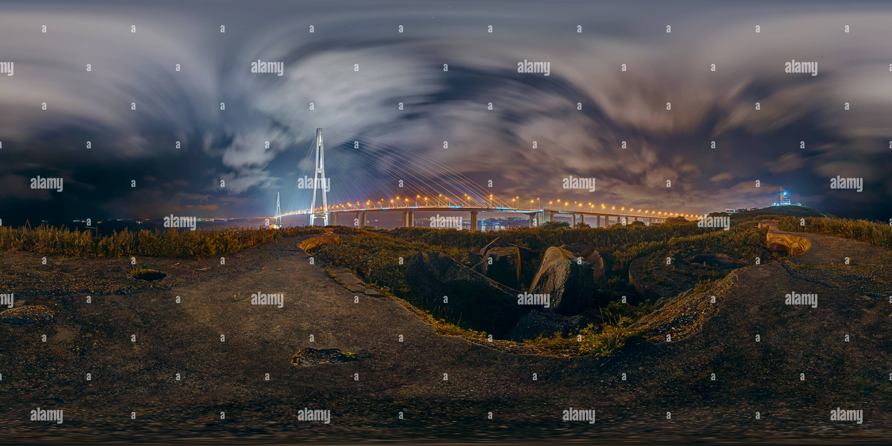360° view of Russky island bridge. Vladivostok - Alamy