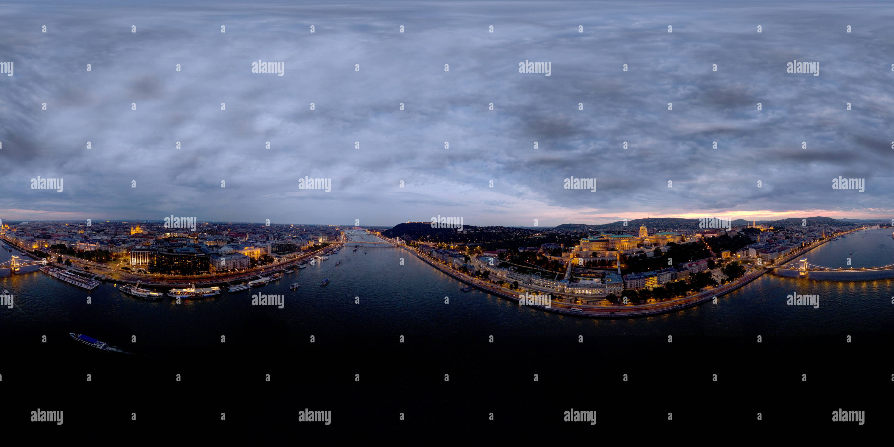 360° view of Aerial overview Budapest evening - Alamy