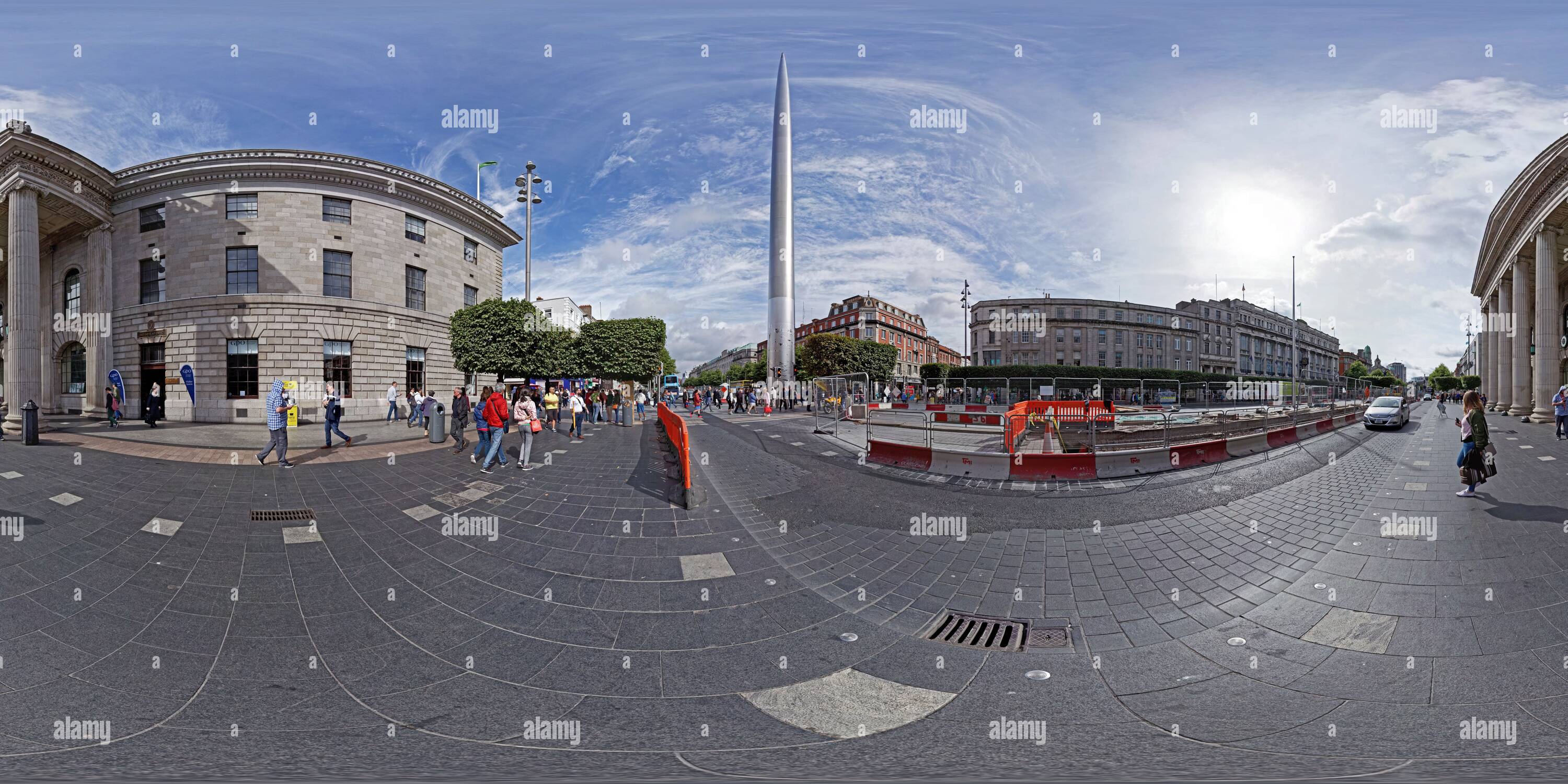 360° view of Dublin - The Spire - O'Connell Street - Alamy