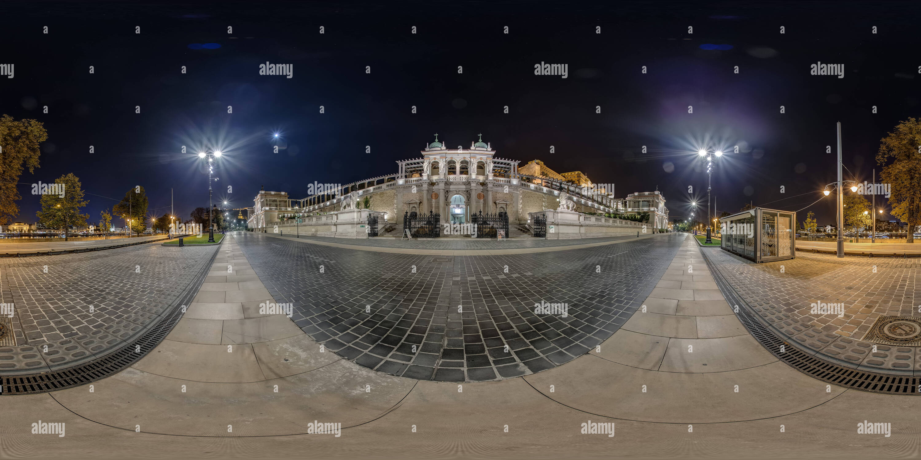 360° view of Castle Bazaar Budapest by night hdr 1 - Alamy