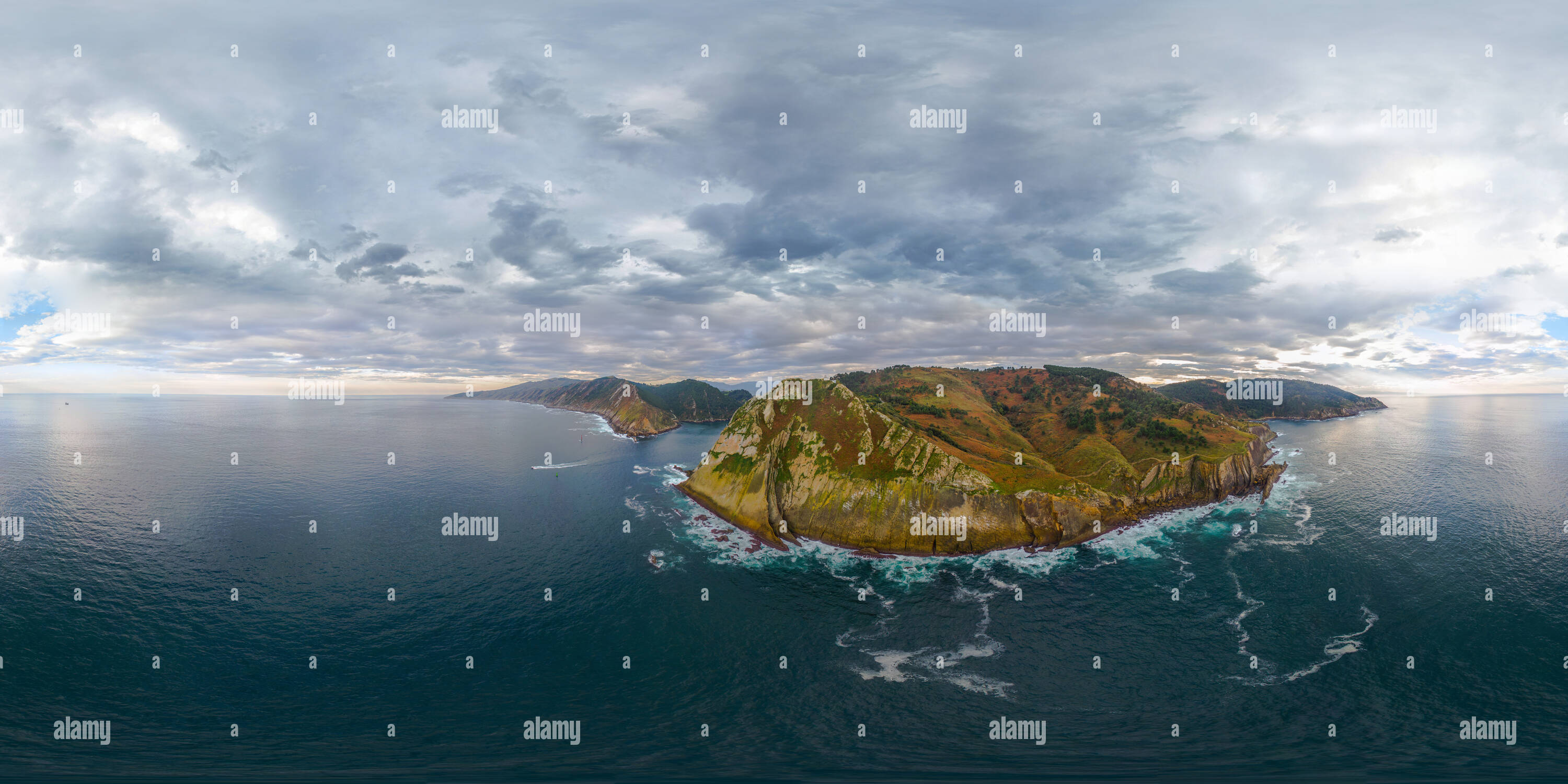 360° view of Entrance of the harbor of Pasaia, Basque Country, Spain ...