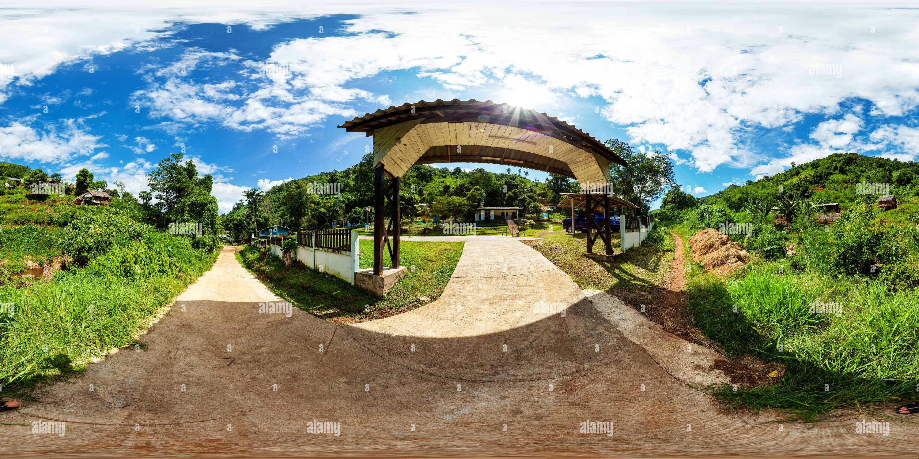 360° view of Outside a village school - Alamy