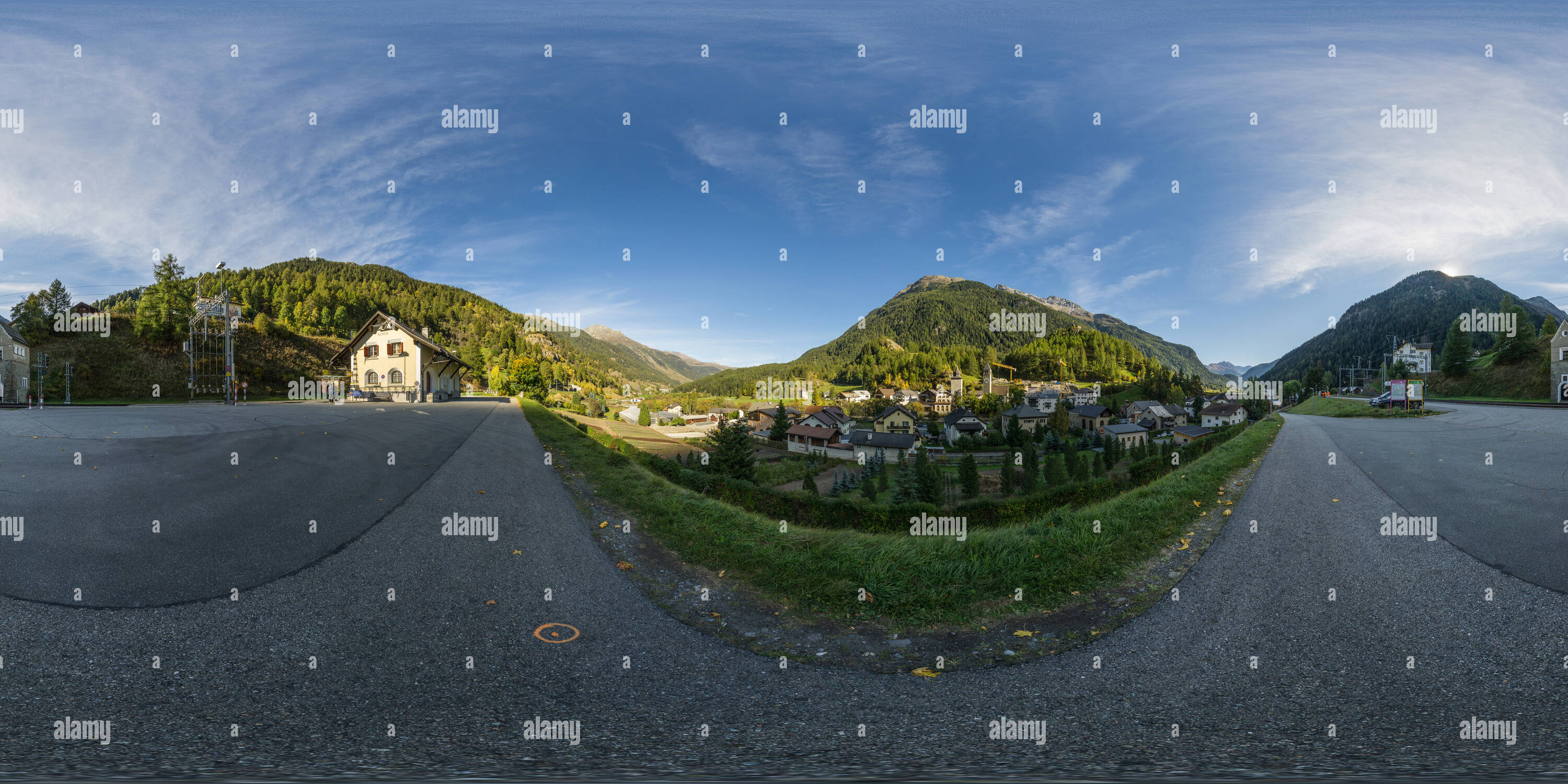 360° view of Susch seen from Susch Station - Alamy