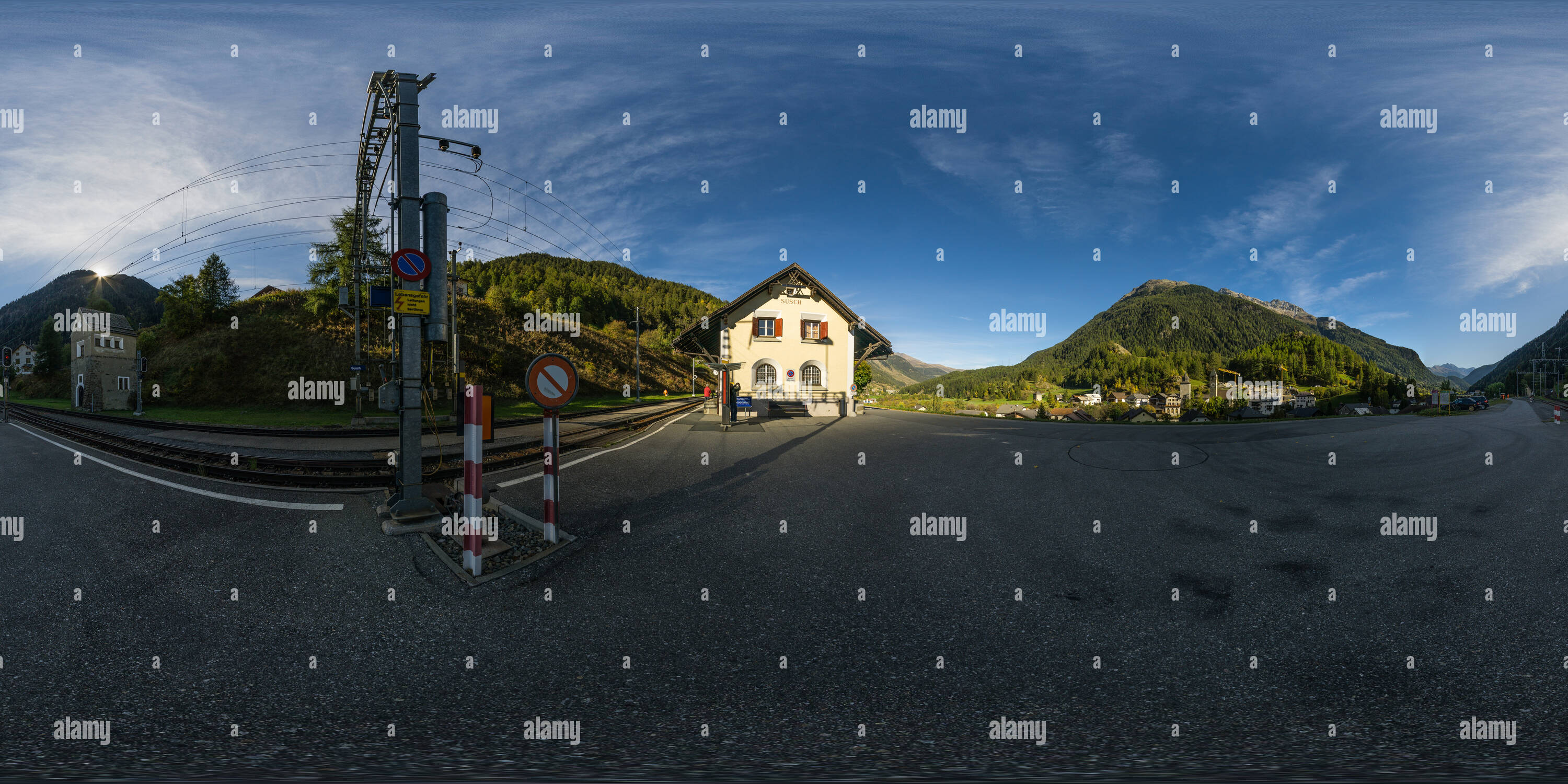 360° view of Susch Station in the Engadine - Alamy