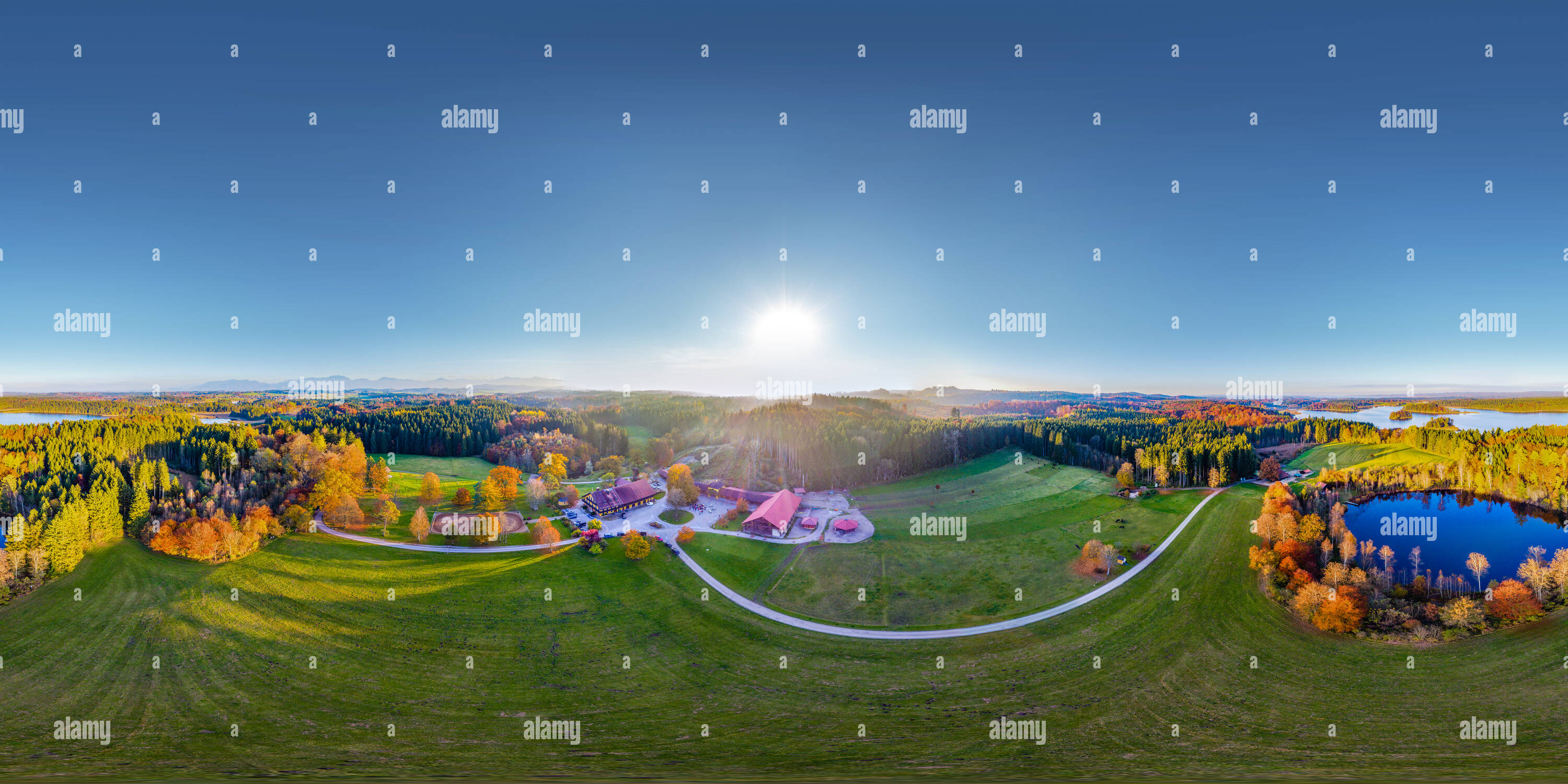 360° view of Aerial view of Gut Schwaig and Osterseen - Alamy