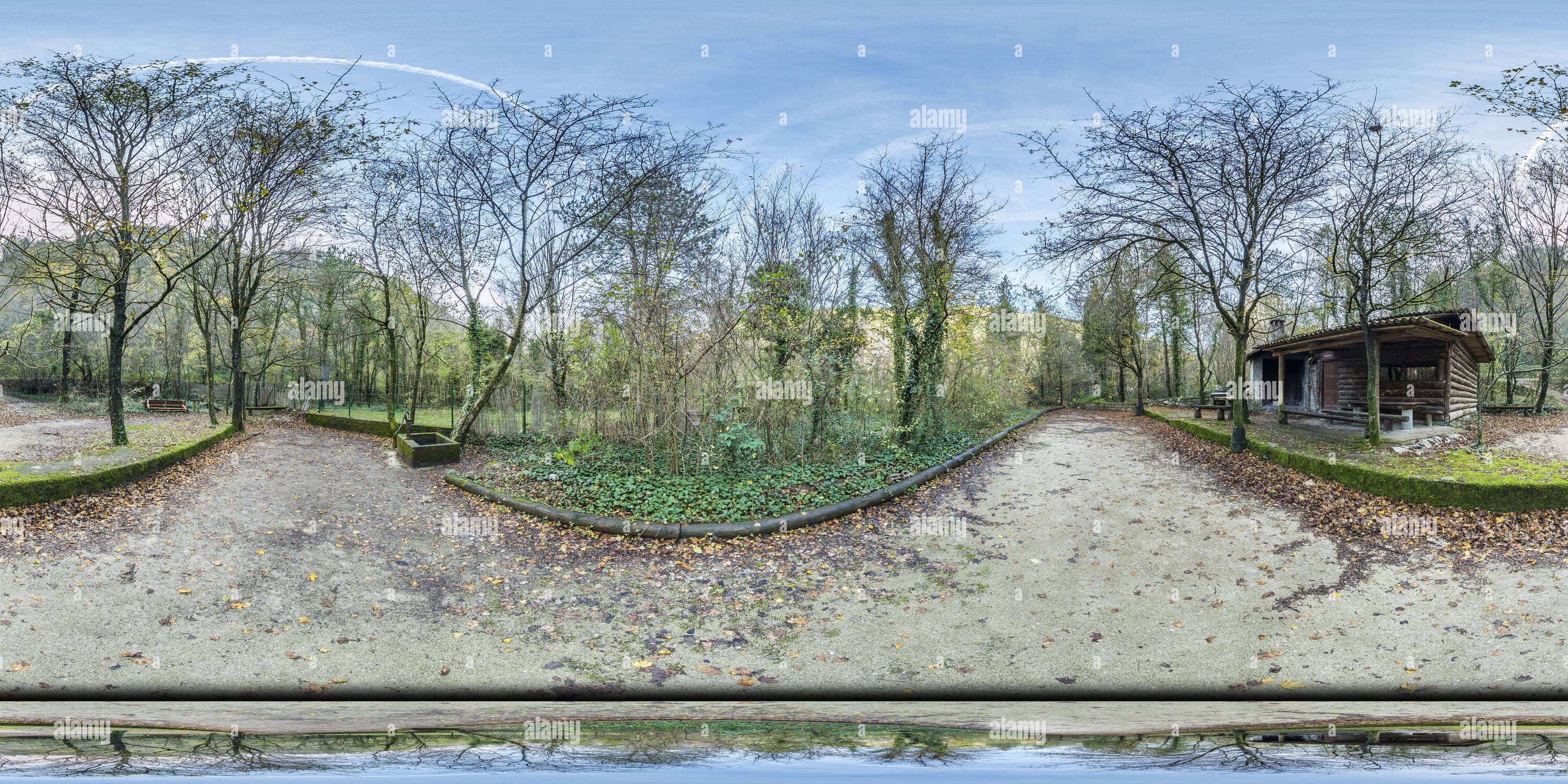 360° view of Cabin in the woods - Alamy