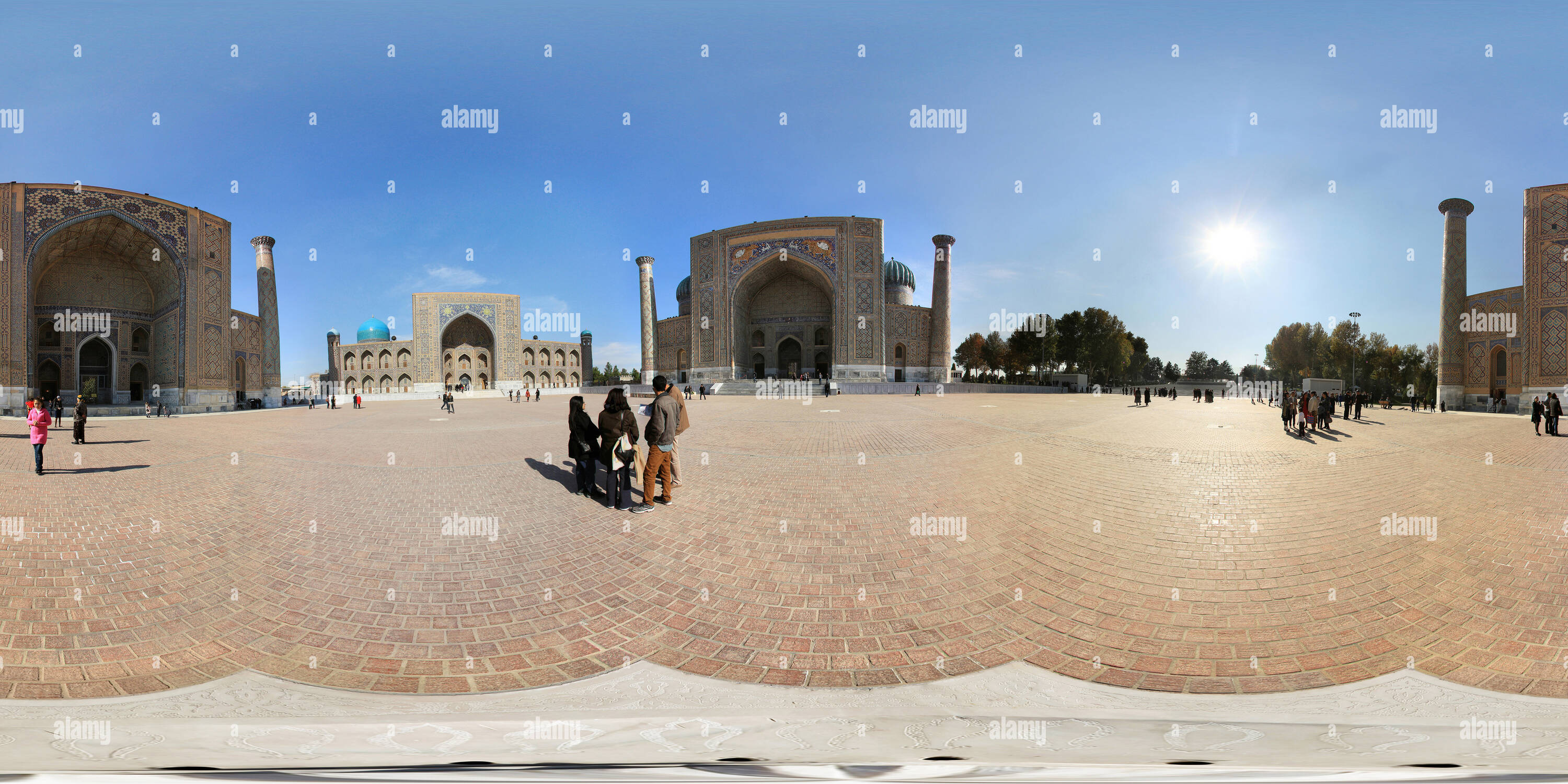 360° view of In the center of the Registan Square - Alamy