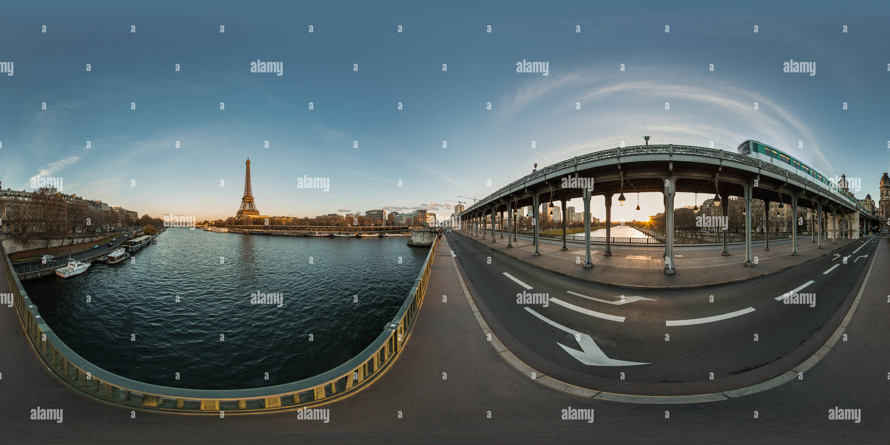 360° view of Pont de Bir-Hakeim - Bir-Hakeim Bridge - Banks of Seine ...
