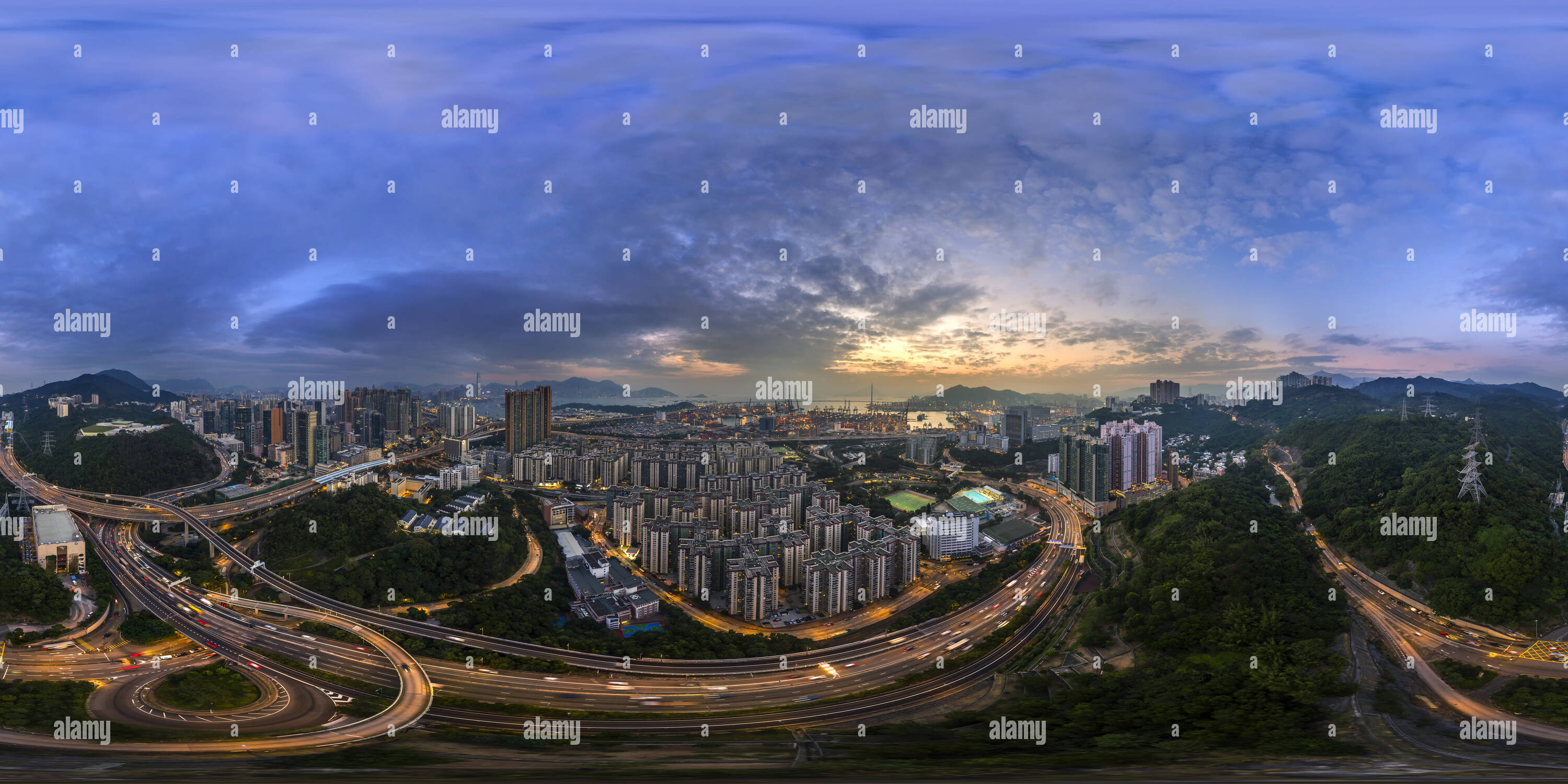 360° view of Dusk Falls Over Mei Foo Sun Chuen(美孚新邨的黃昏), Kowloon, HK ...