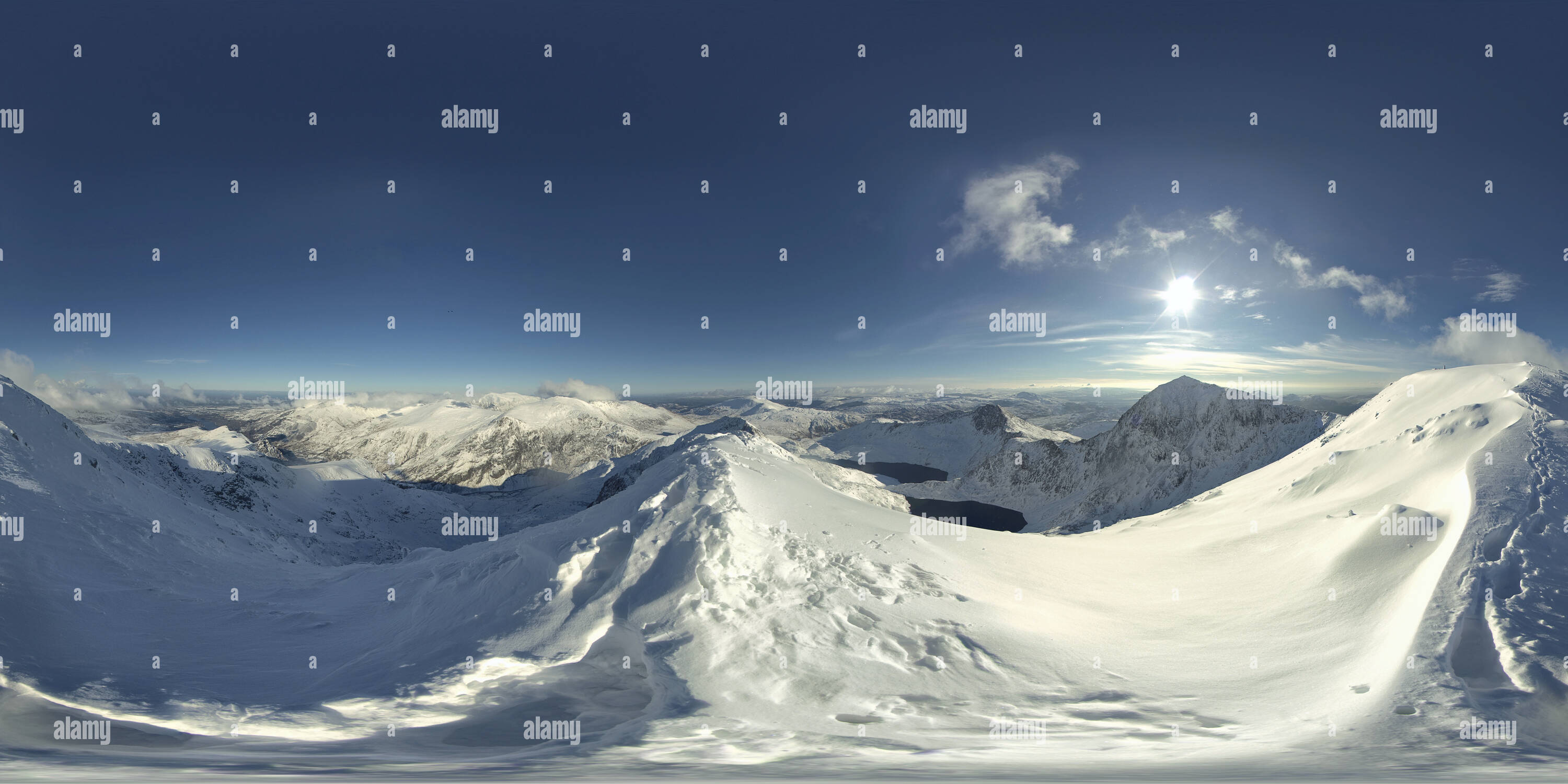 360° view of Winter in Snowdonia - Crib Goch and Garnedd Ugain - Alamy