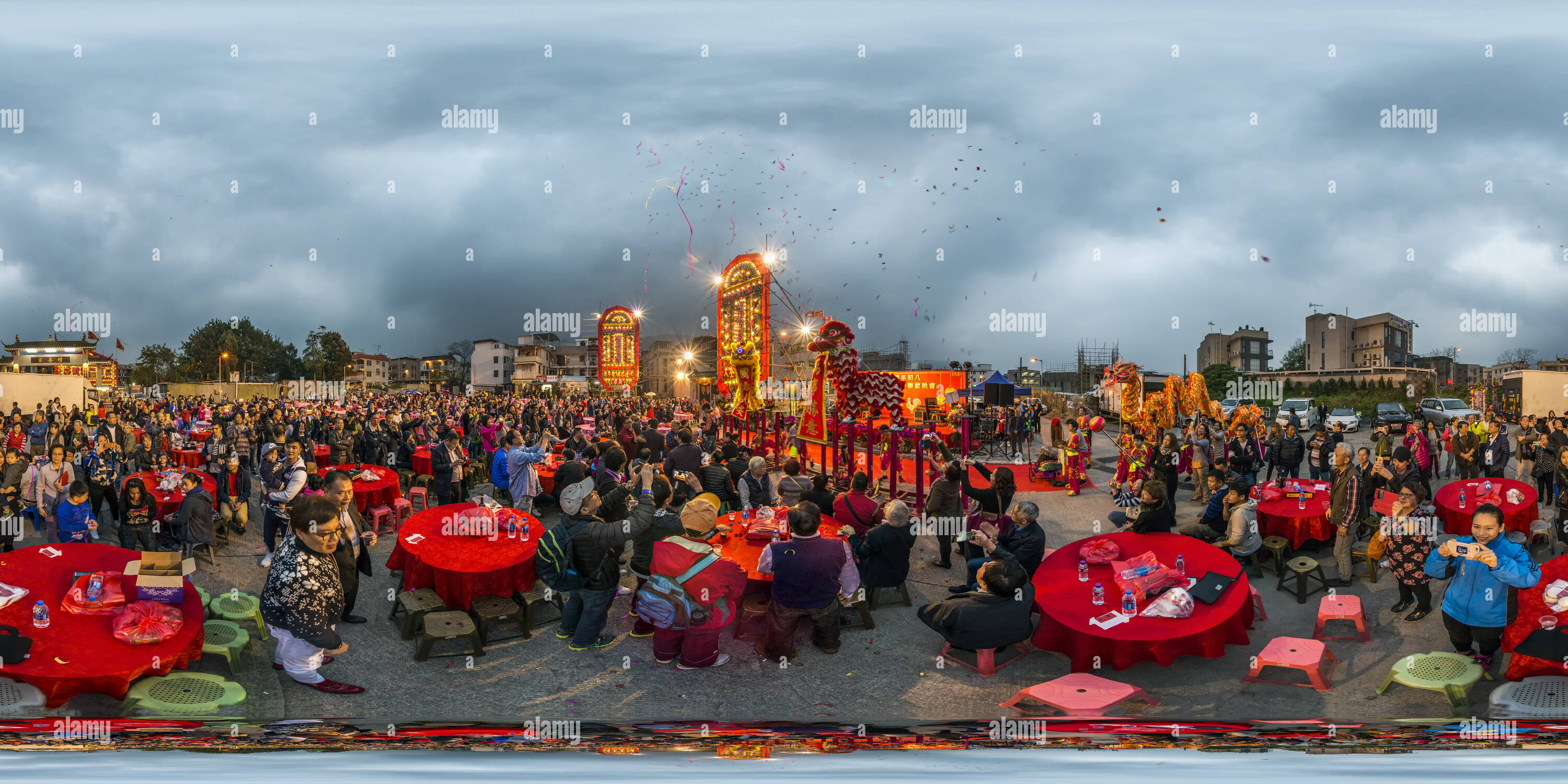 360° view of Lion Dance @ Basin Meal Banquet(蓮花地盆菜宴醒獅助慶),Lin Fa Tei ...