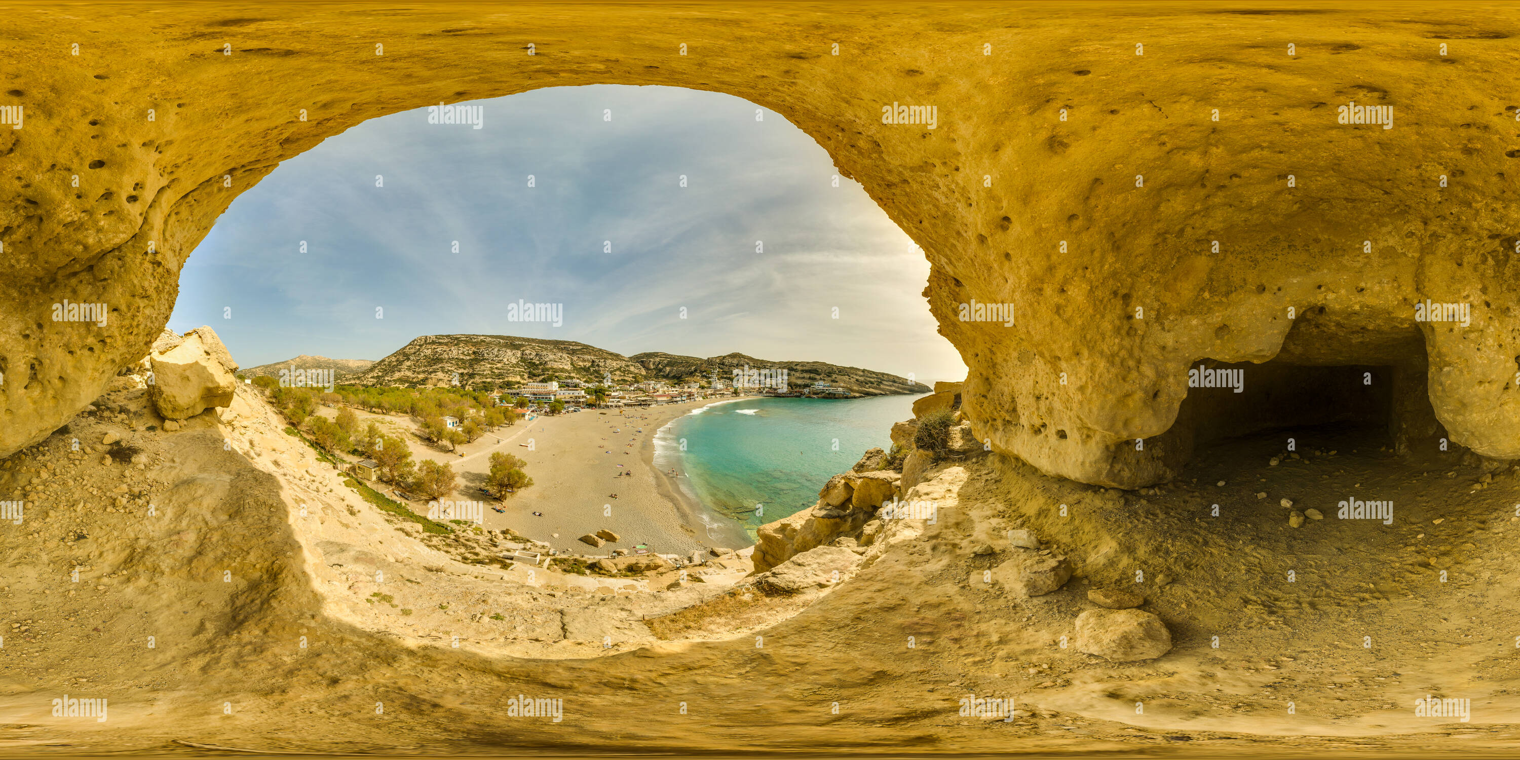 360° view of Matala beach & caves - Alamy