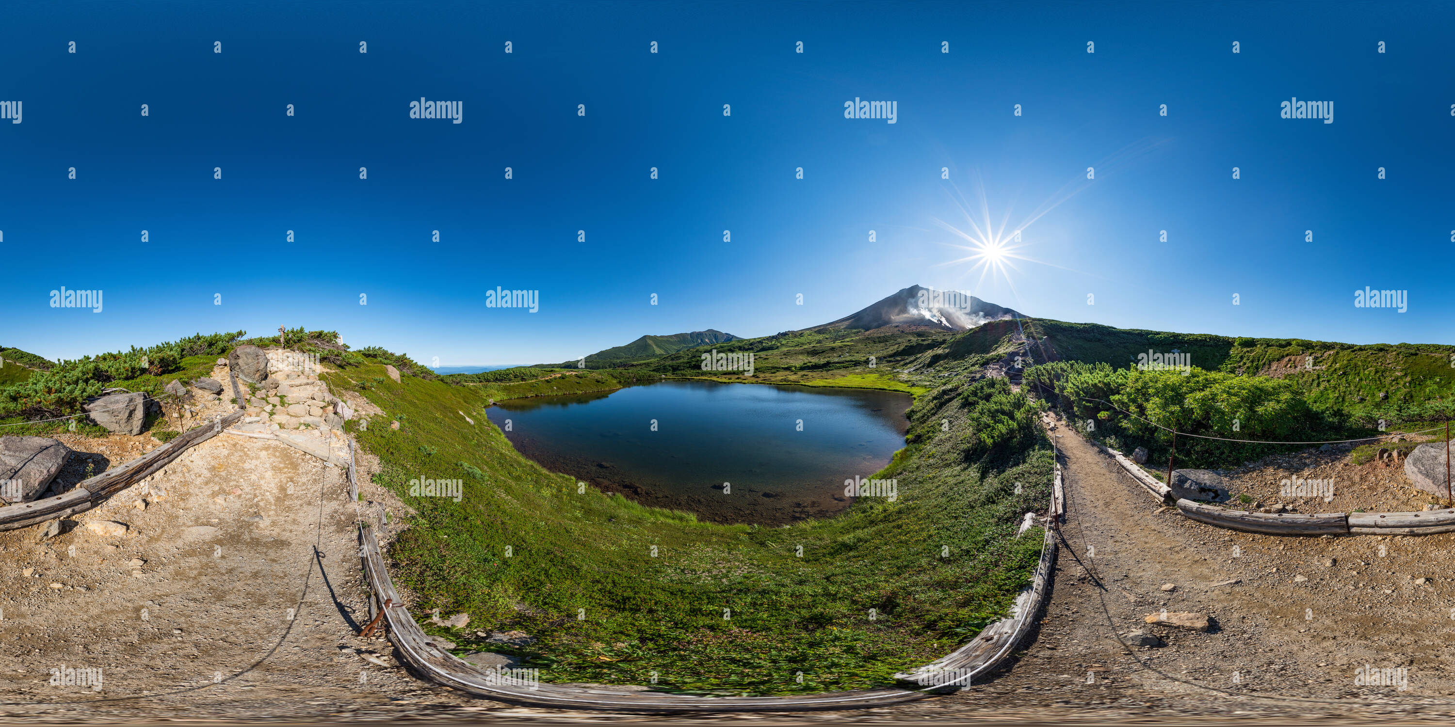 360° view of The cloud top lakes group at Asahidake in Hokkaido, Japan ...