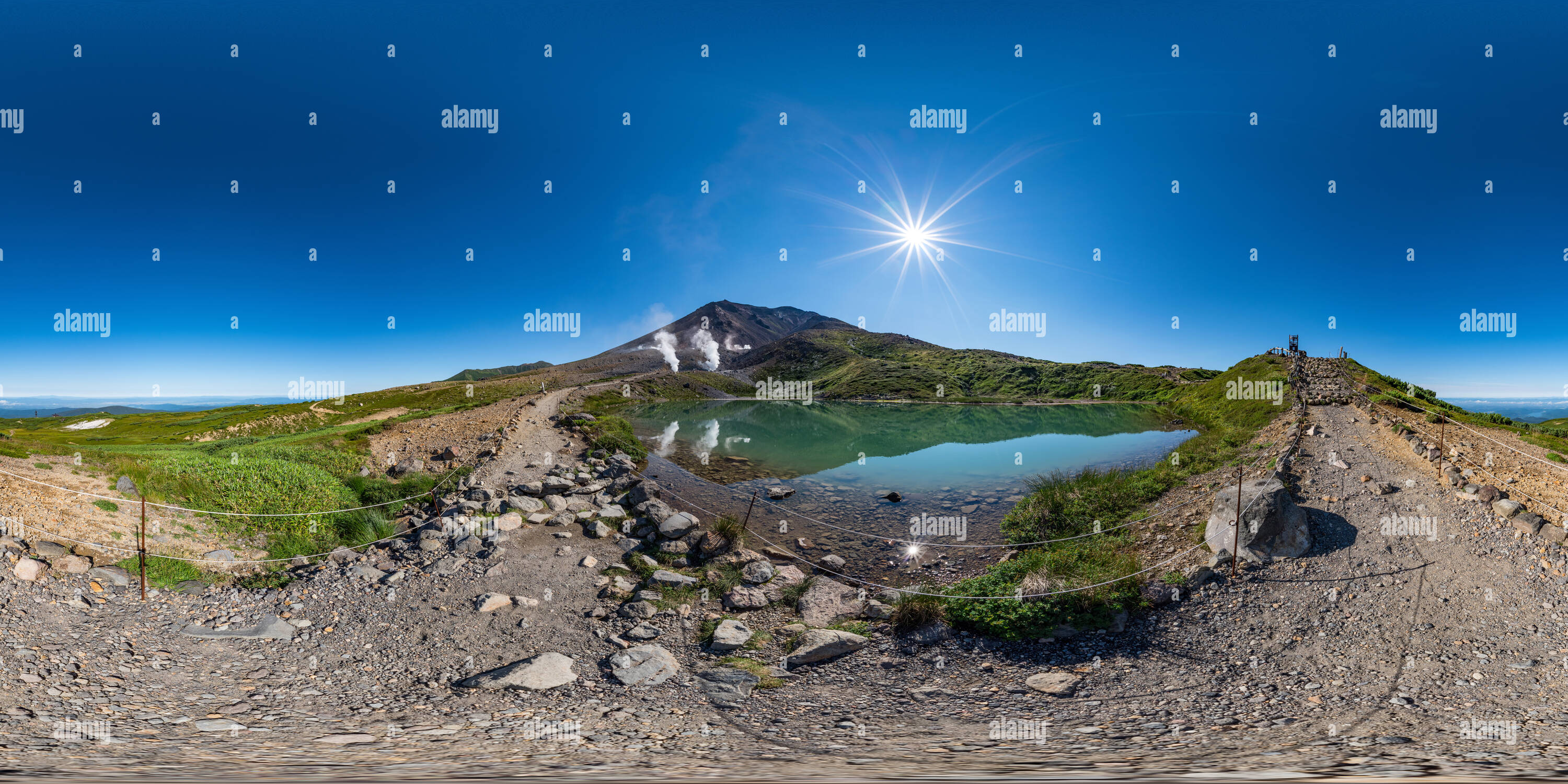 360° view of The cloud top lakes group at Asahidake in Hokkaido, Japan ...
