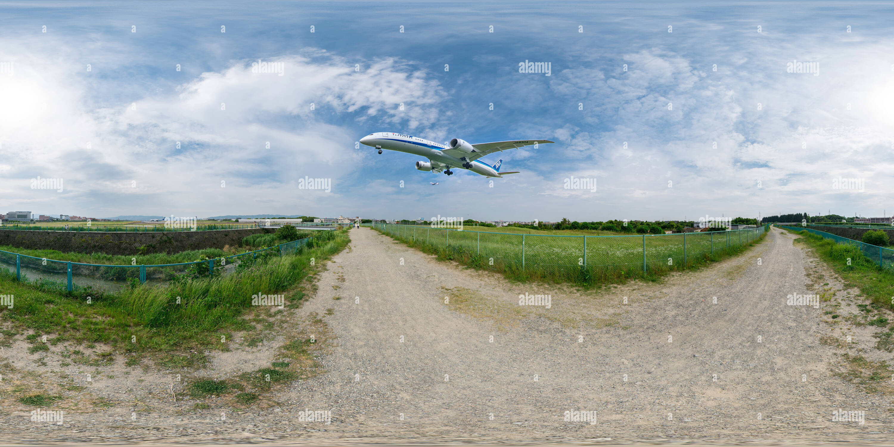 360° view of At the runway end of Osaka International Airport where ...