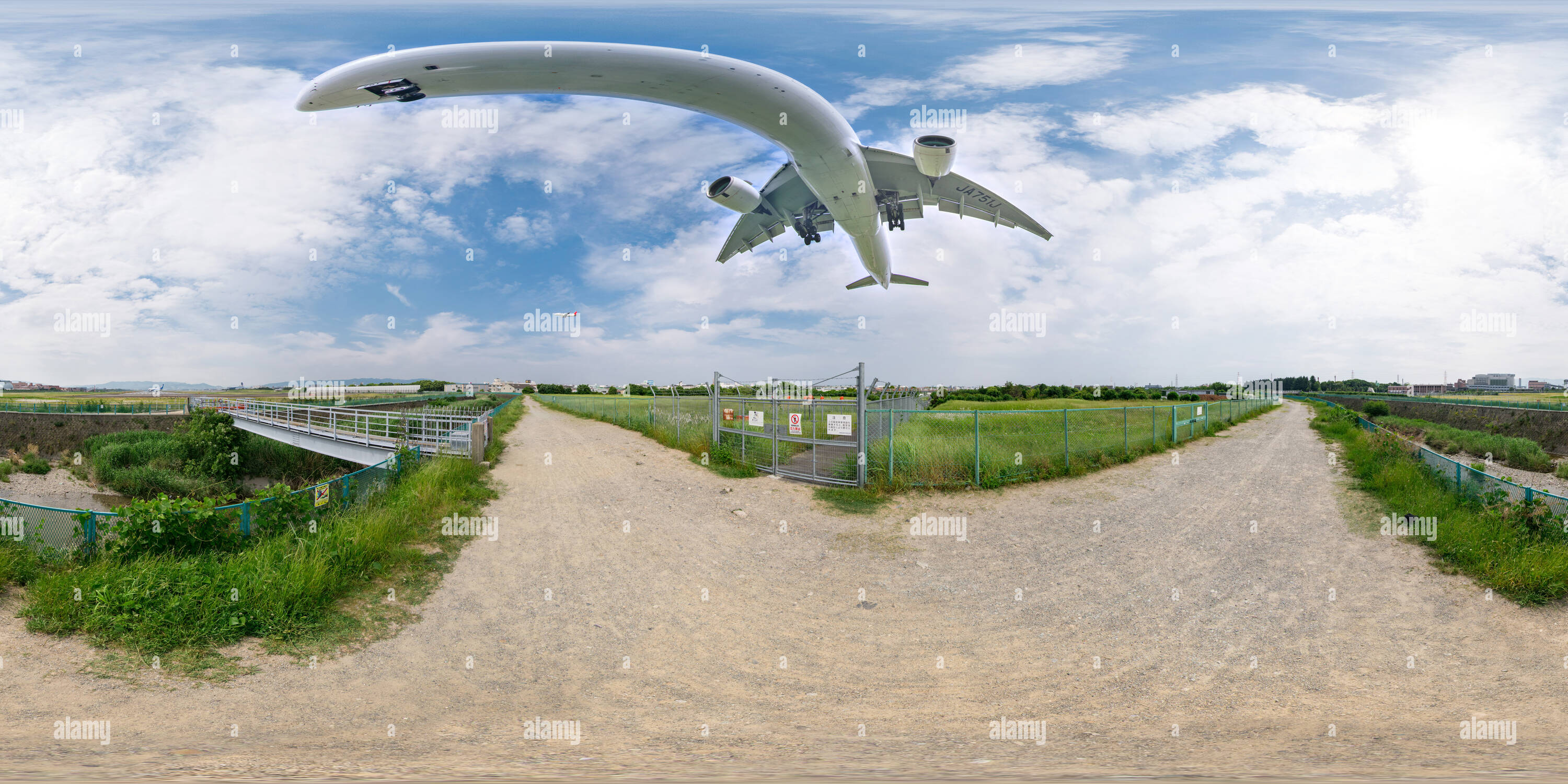 360° view of At the runway end of Osaka International Airport where ...