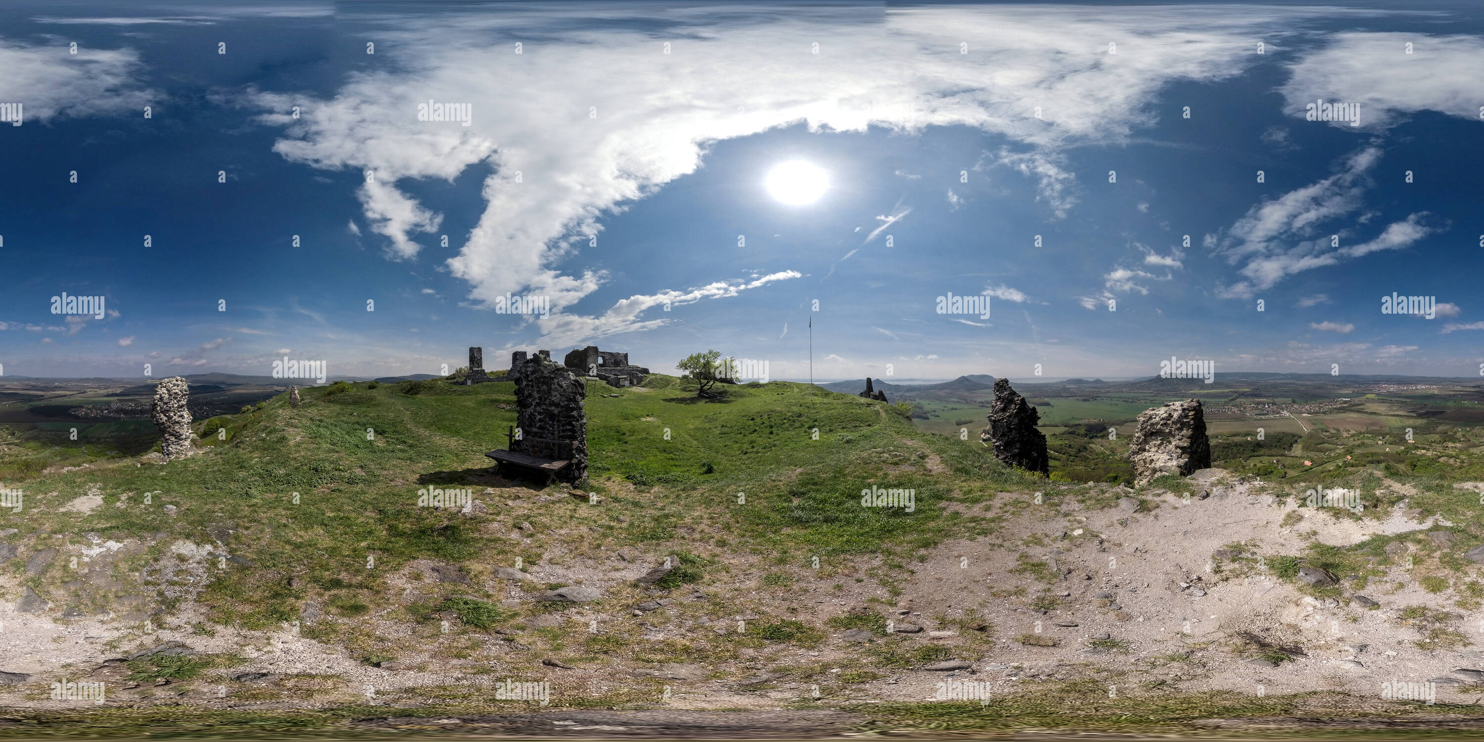 360° view of Castle Ruins on Hill Csobanc - Alamy