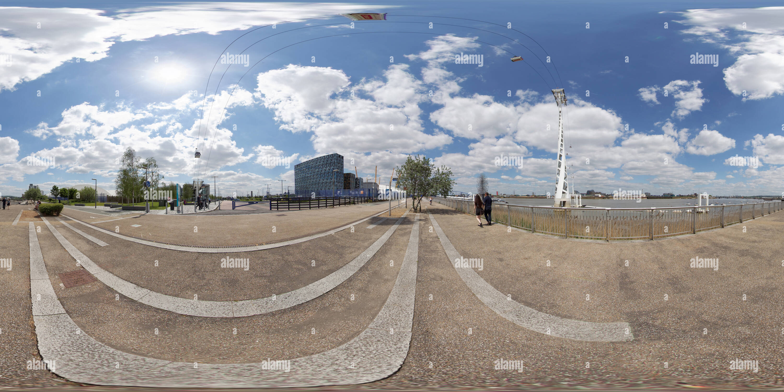 360° view of Emirates Airline cable cars in North Greenwich, plus the ...