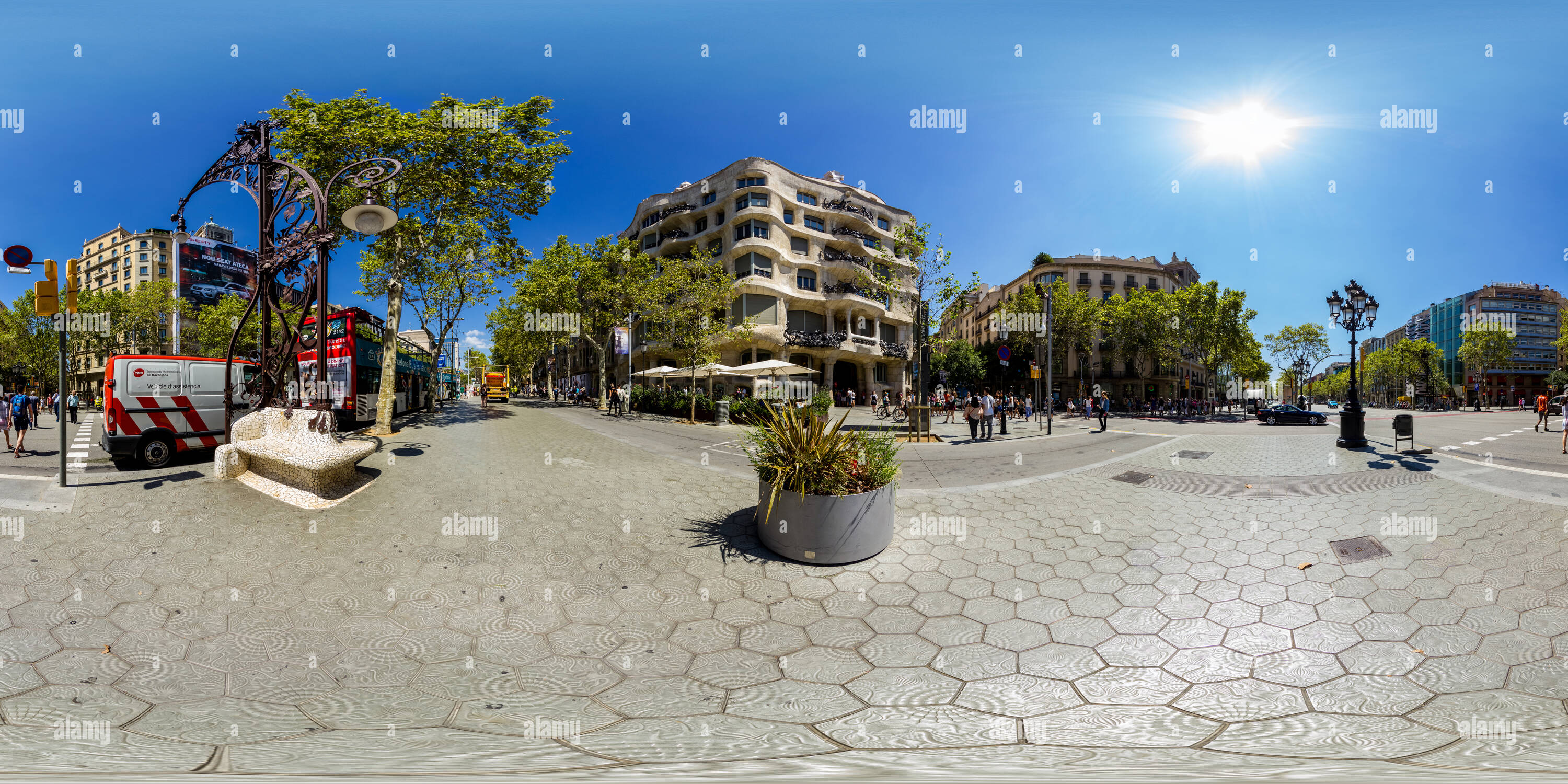 360° view of Exterior view of Gaudí designed casa Milà (La Pedrera) in ...