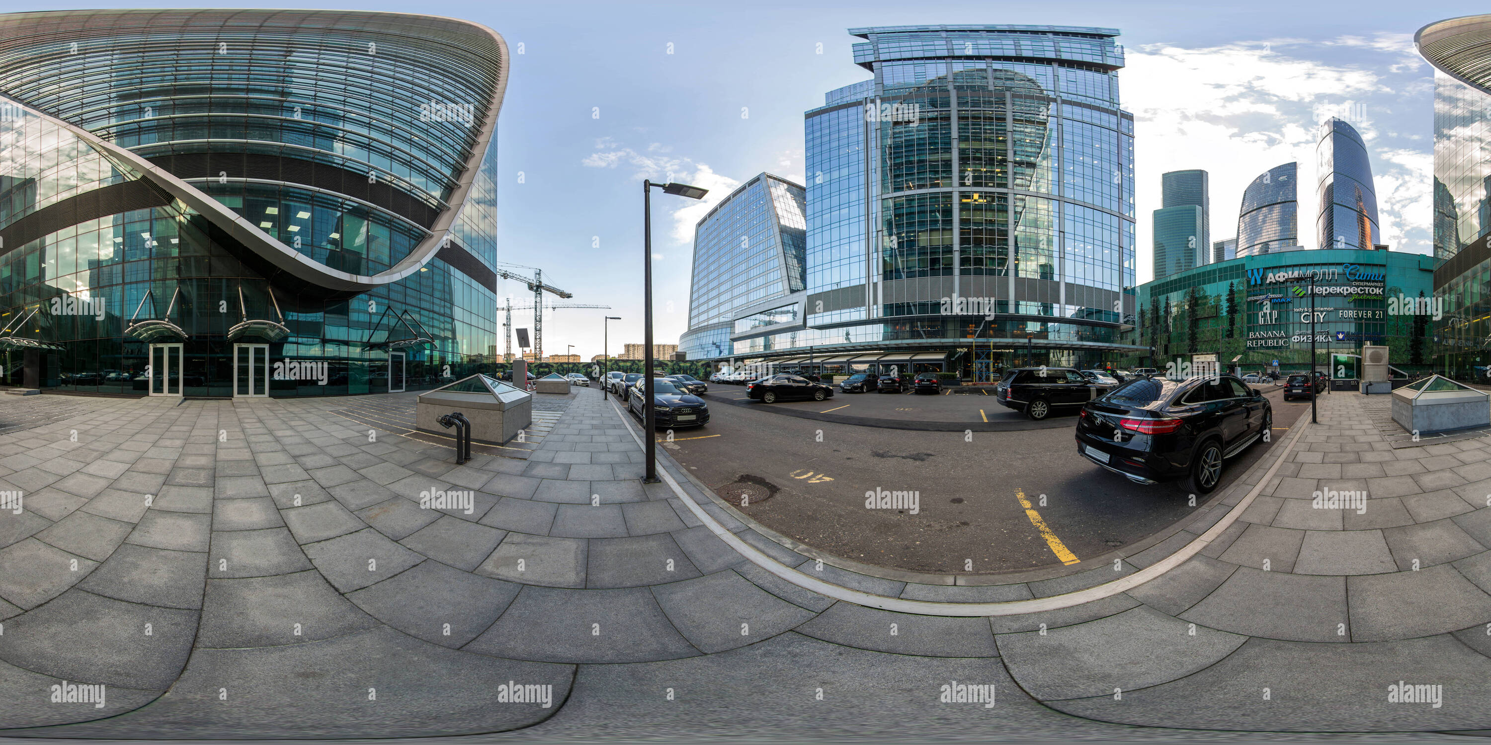 360° view of The Moscow-City complex. The Tower “Moscow” and the ...