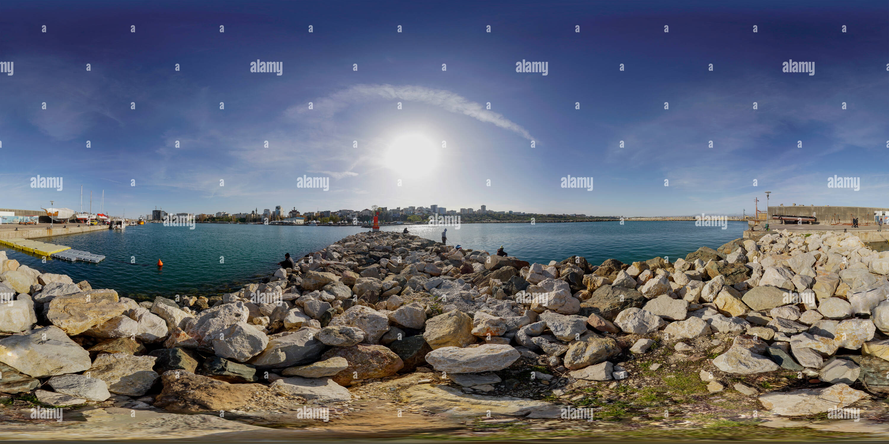 360° view of Tomis Harbor Constanta view from stone pier - Alamy