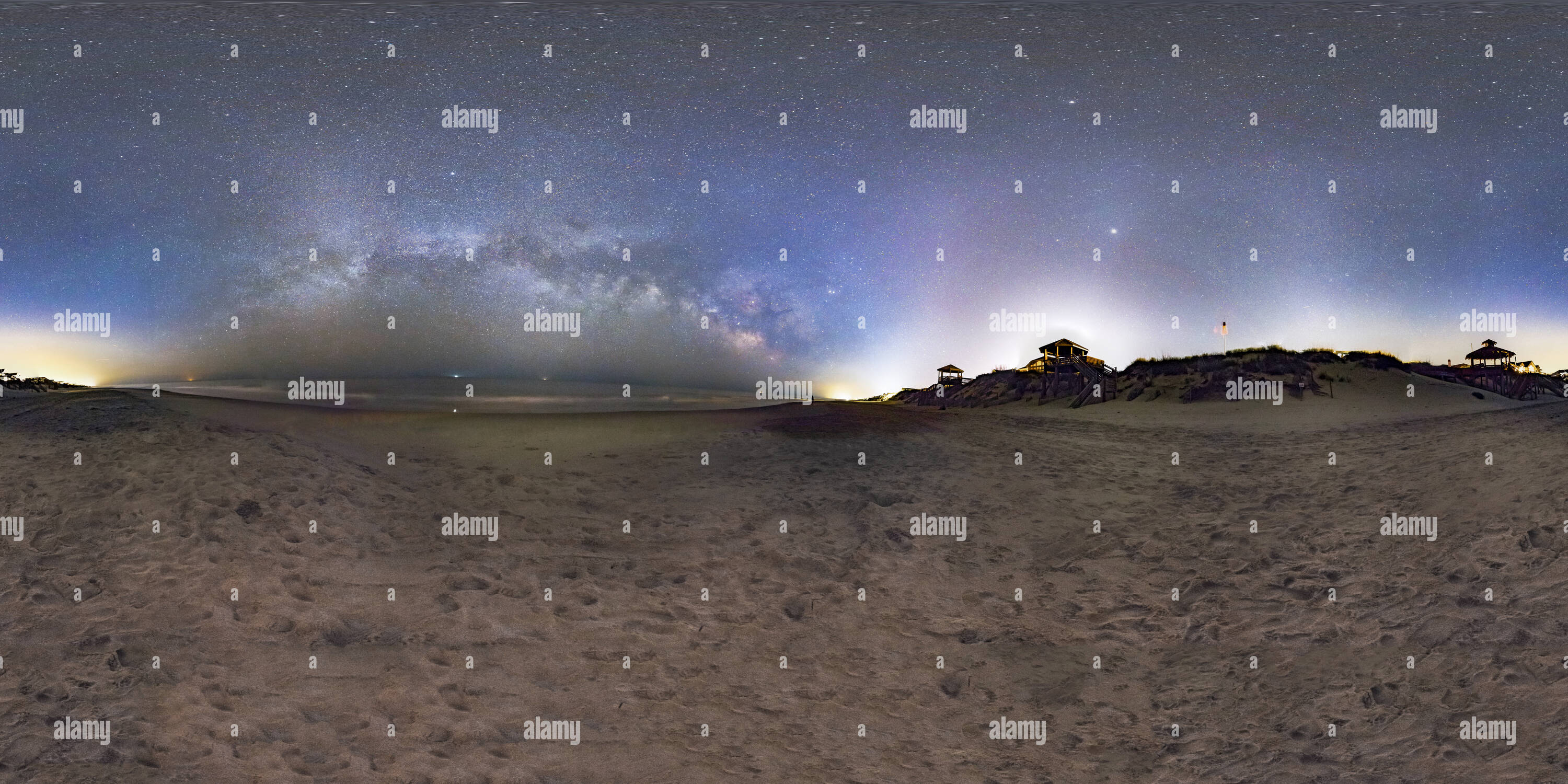 360° view of Milky way rising above the Ocean at Corolla Beach, NC - Alamy