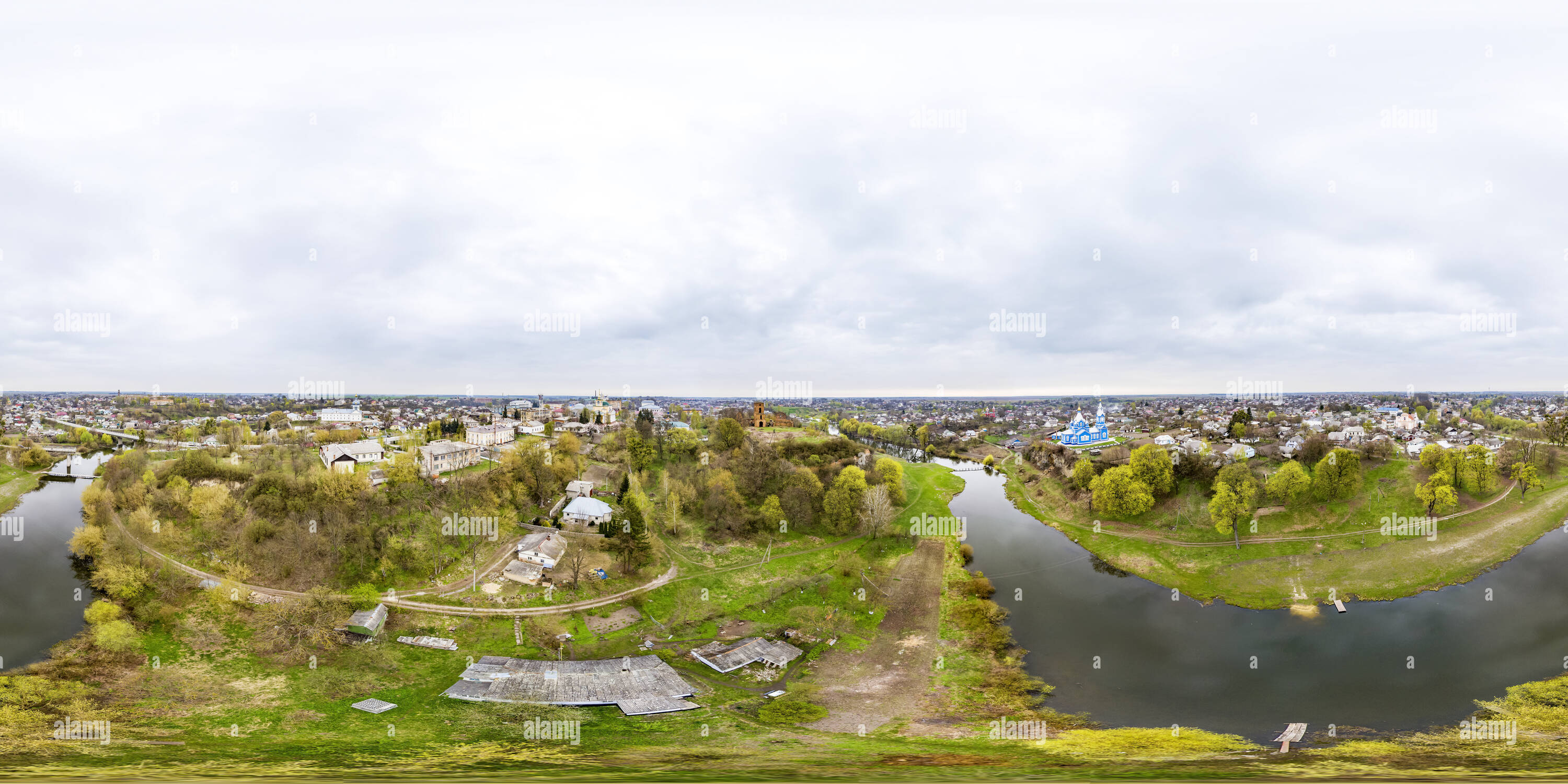 360° view of Heritage. Korets. Castle. View from heaven - Alamy