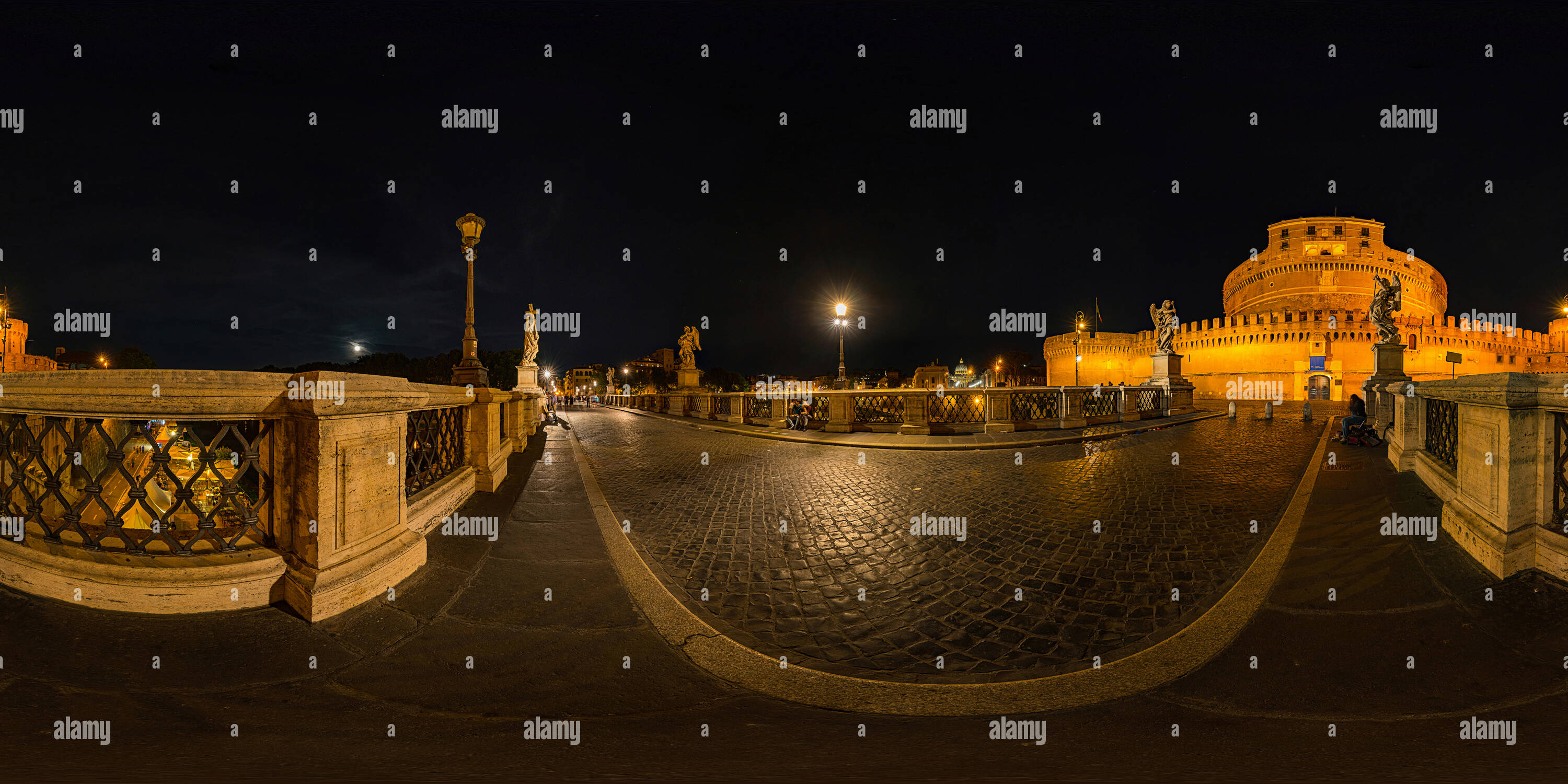 360° view of St Angelo And St Angelo Bridge By Night - Alamy