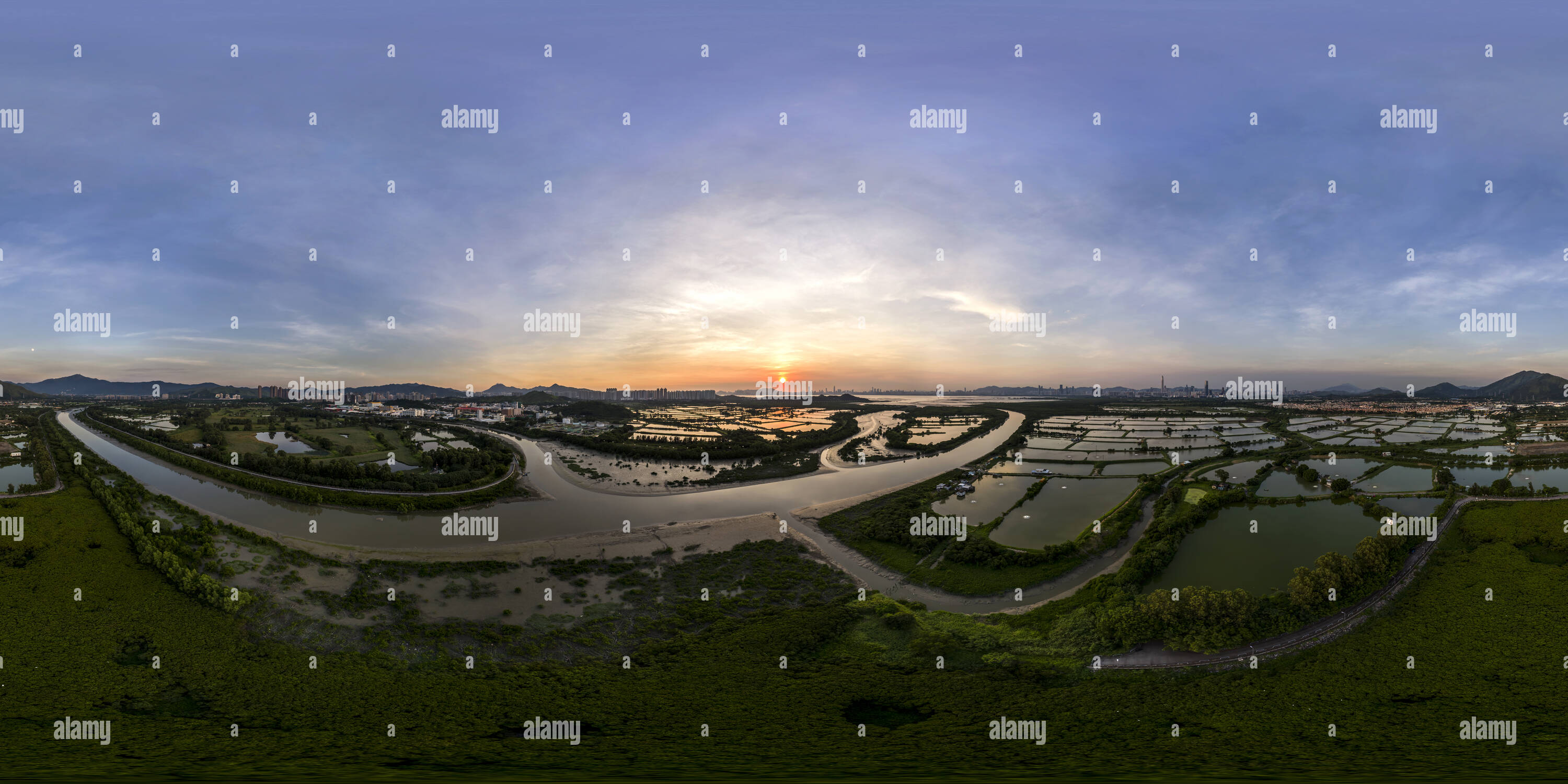360° view of Sunrise Over Tai Sang Wai(元朗大生圍日落), Yuen Long, NT, HK - Alamy