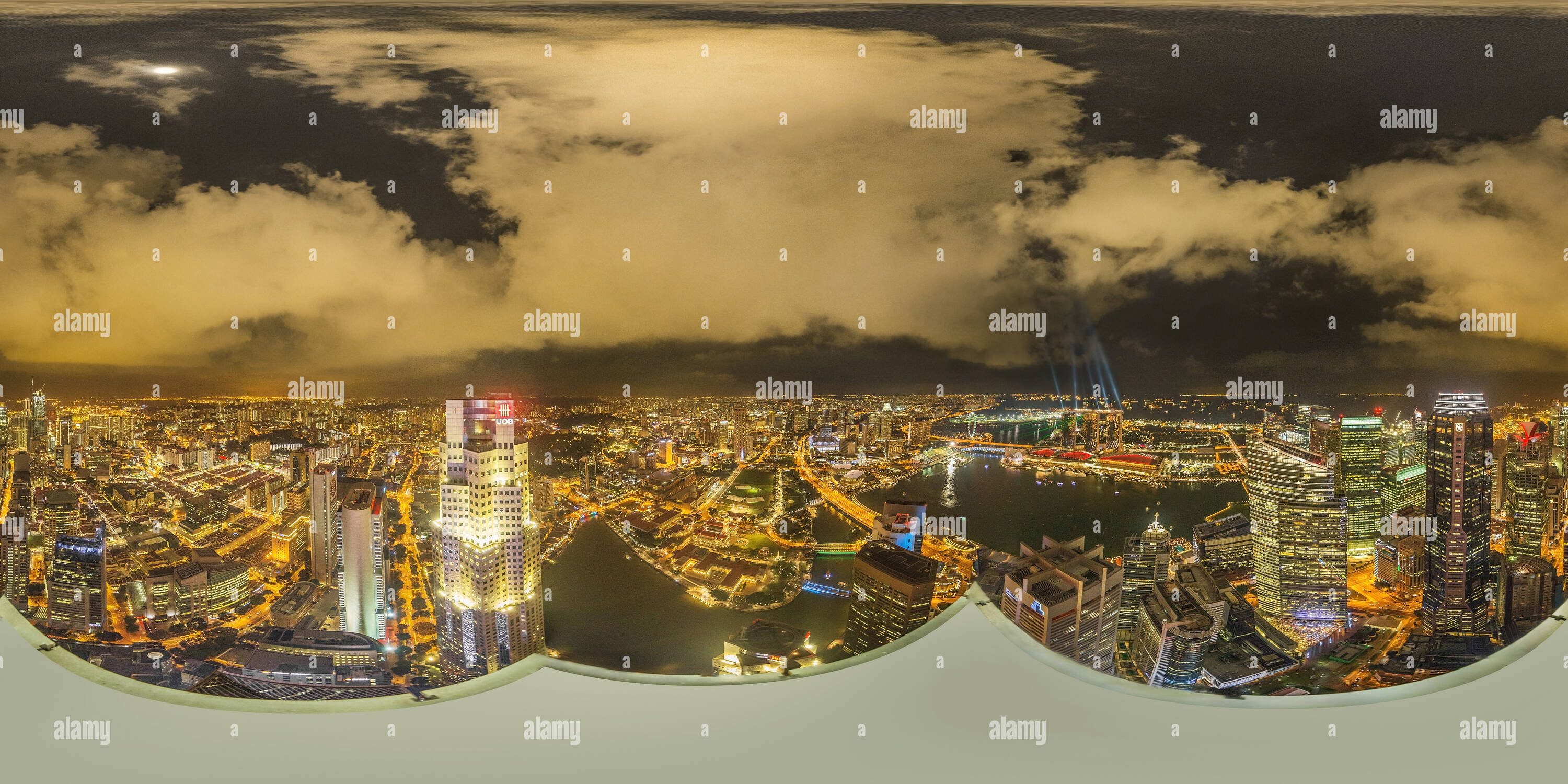 360° view of Singapore Aerial View from One Raffles Place (Night - Alamy