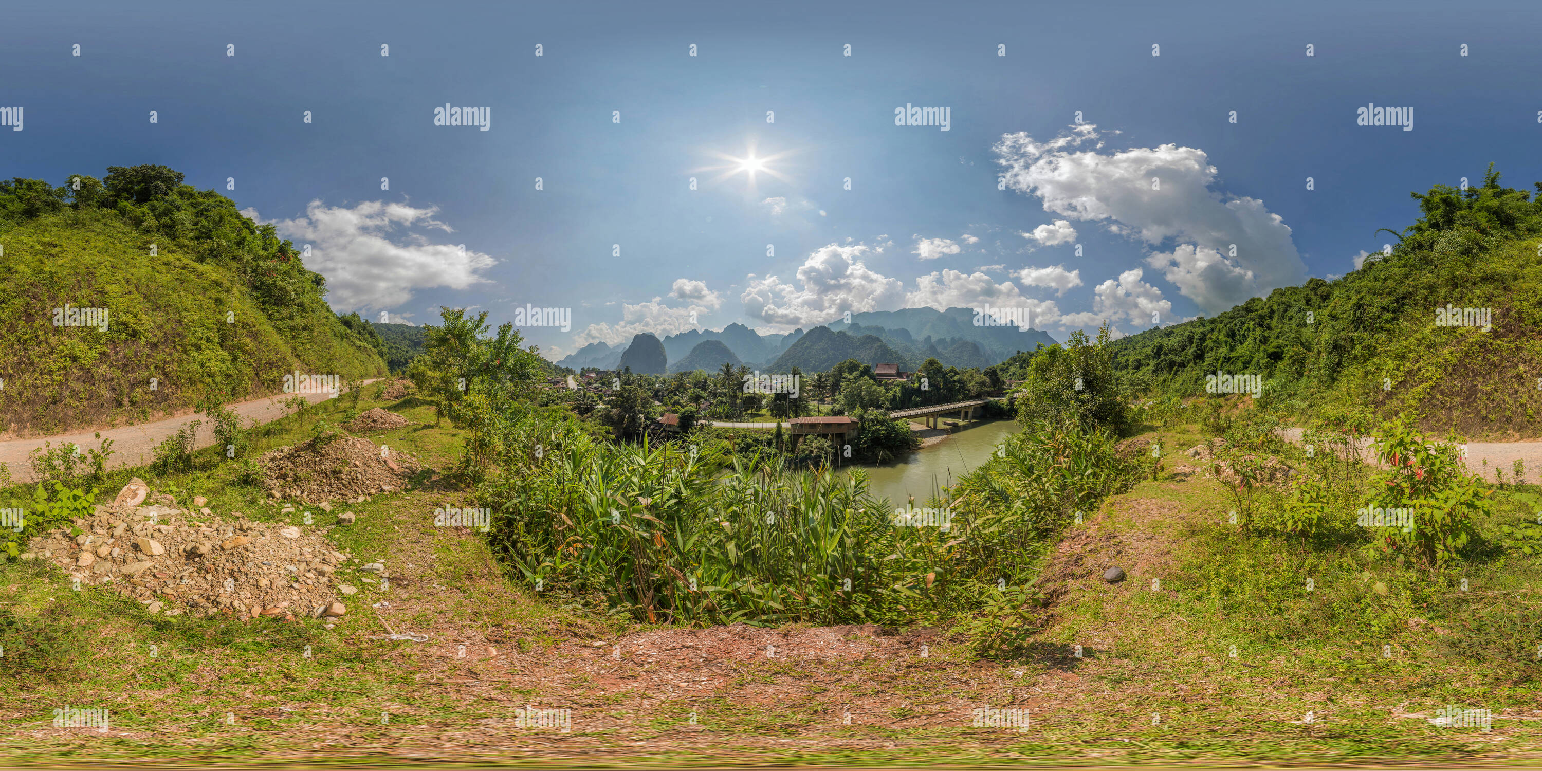 360° view of LAOS - Vang Vieng Countryside - Pha Tang - Alamy