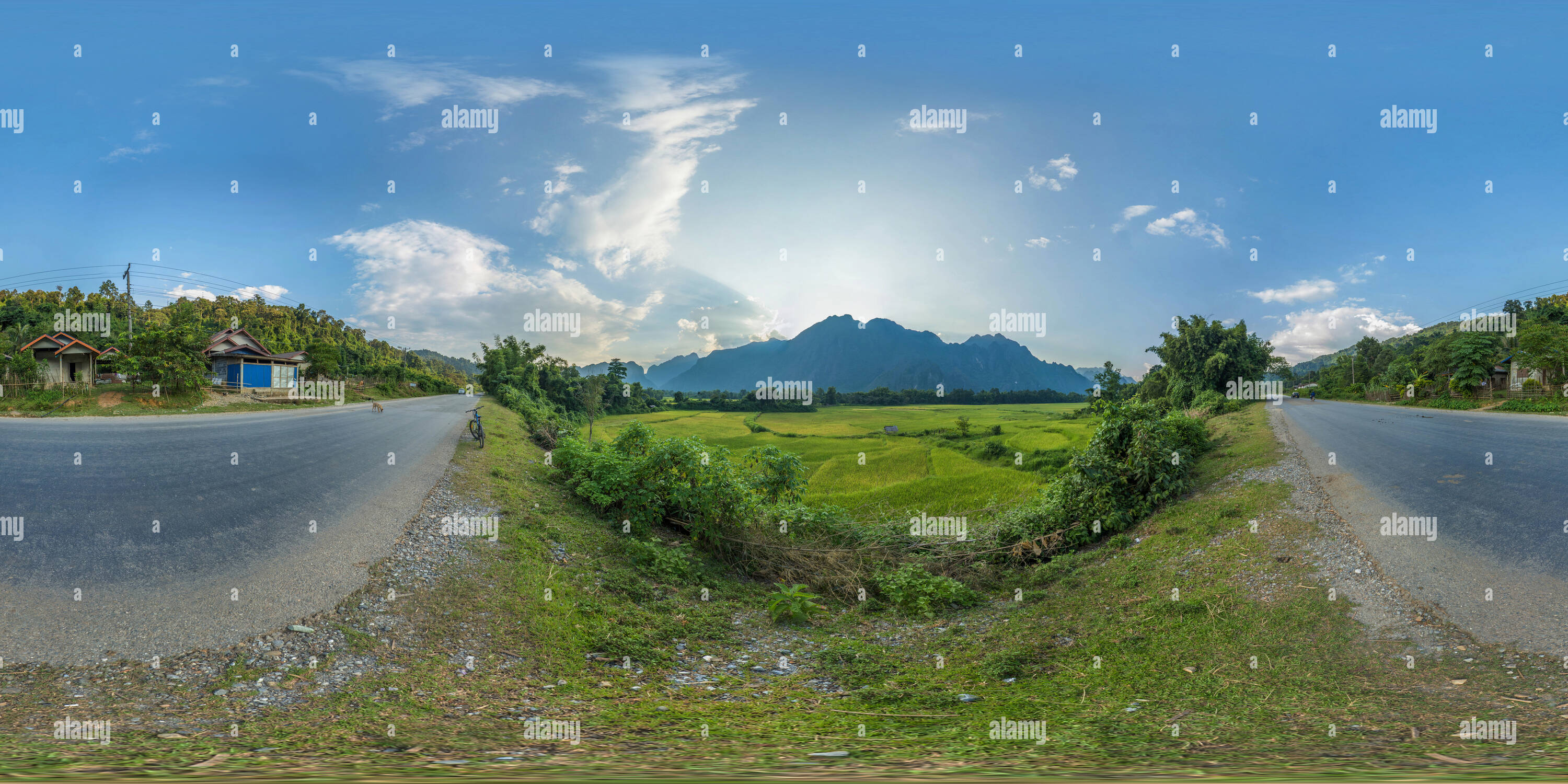 360° view of LAOS - Vang Vieng Countryside - Rice Fields - Alamy