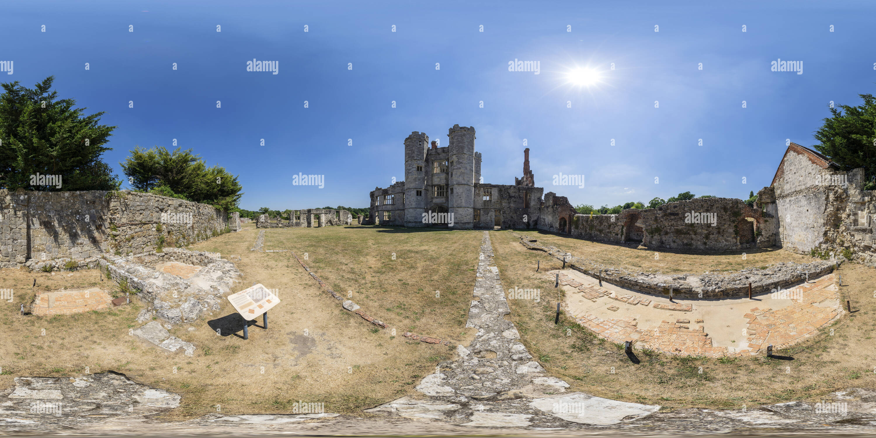 360° view of Medieval tiles at Titchfield Abbey, Hampshire - Alamy