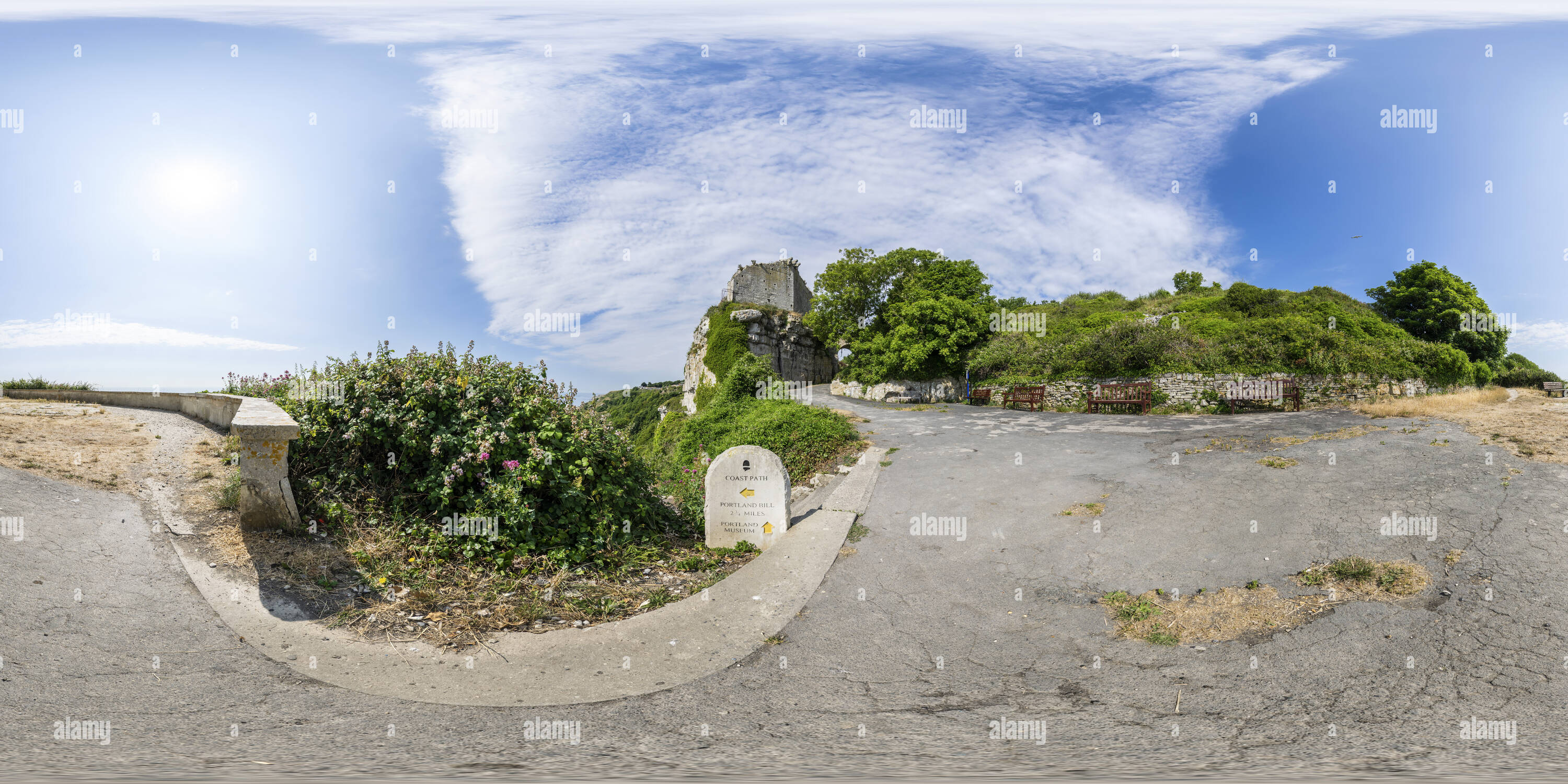 360° view of Rufus Castle ruins, Portland - Alamy