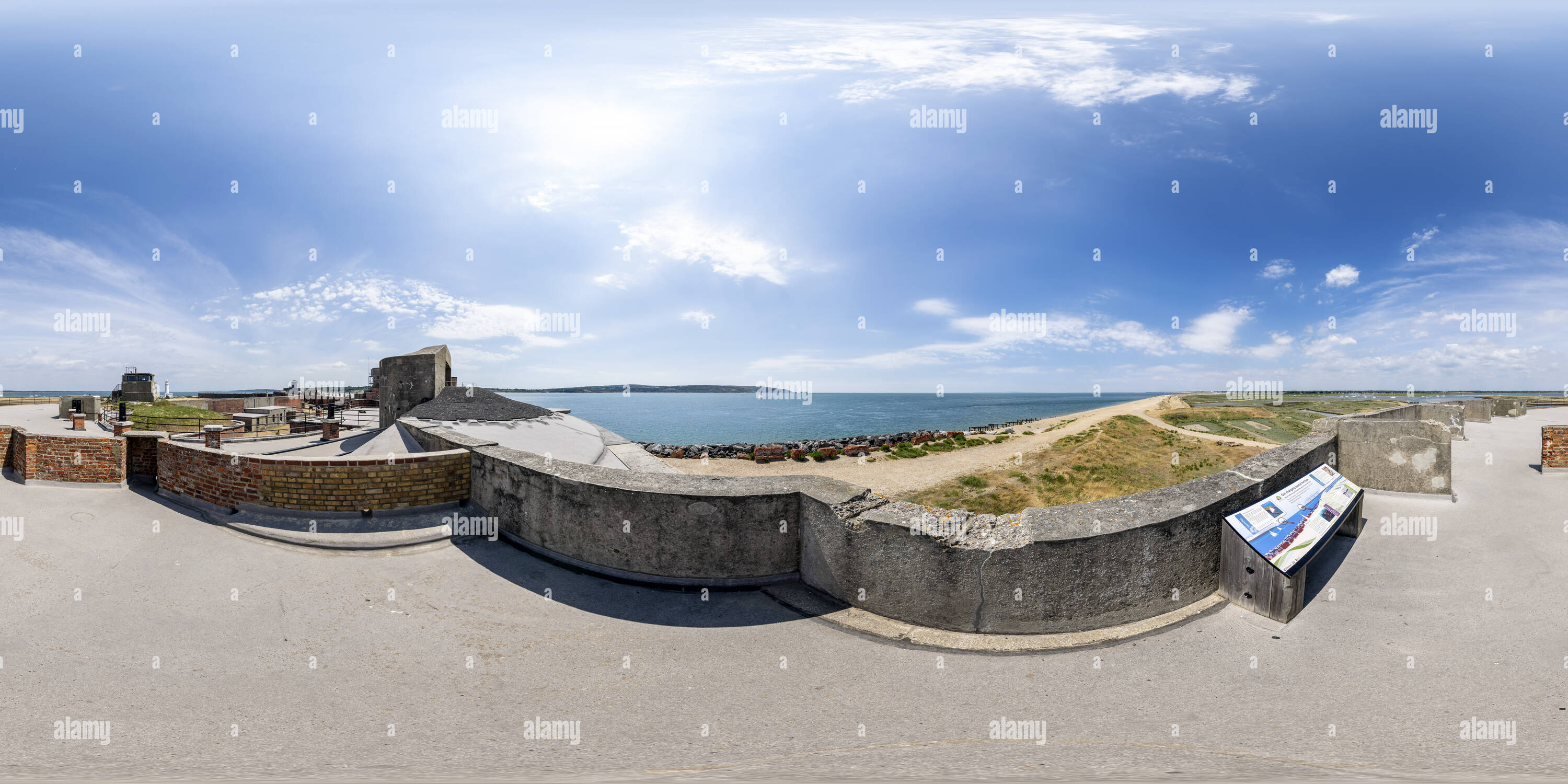 360° view of Western Solent approaches from Hurst Castle - Alamy