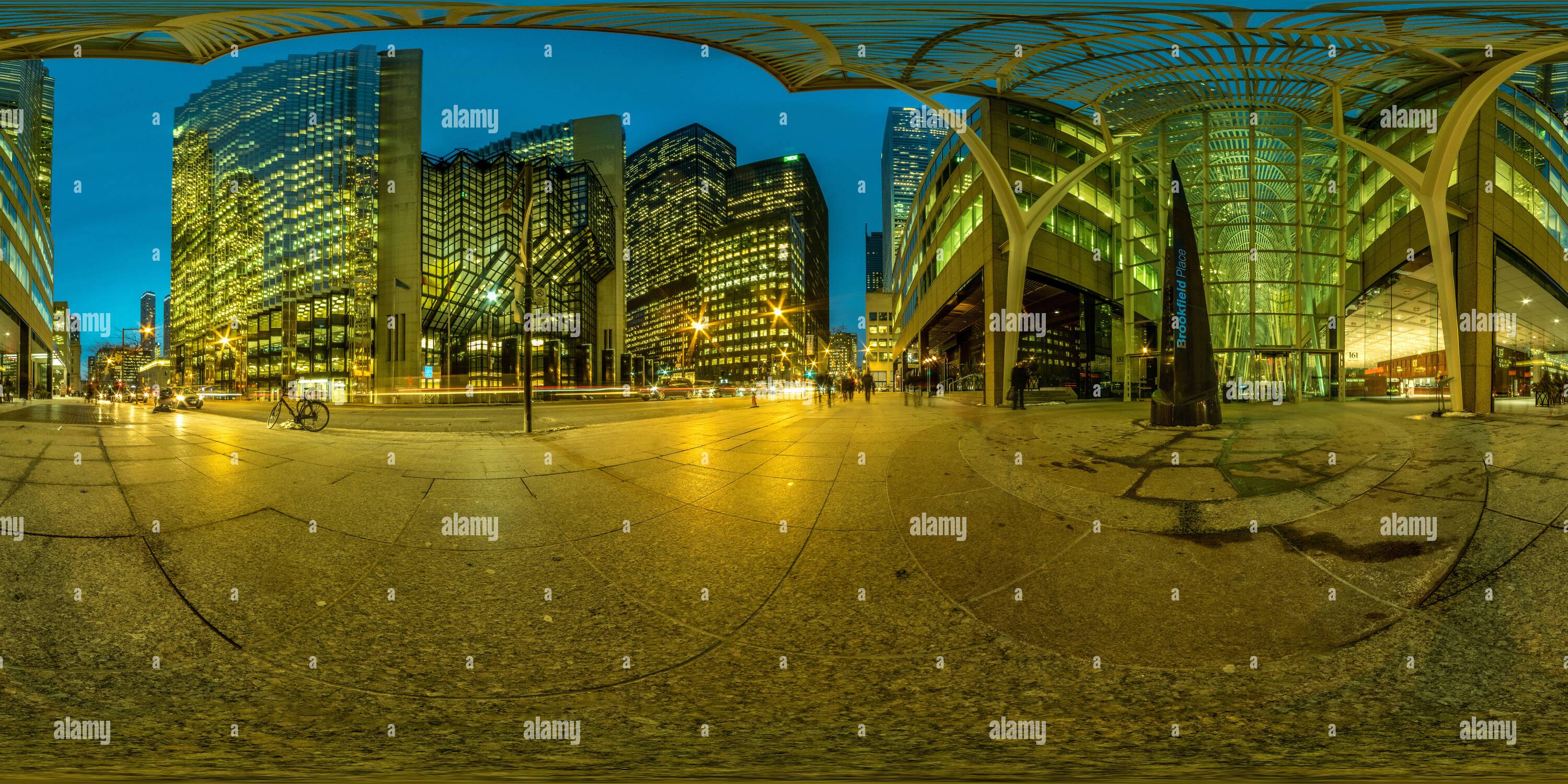 360° view of Mild Winter evening in Toronto's financial district: Bay ...