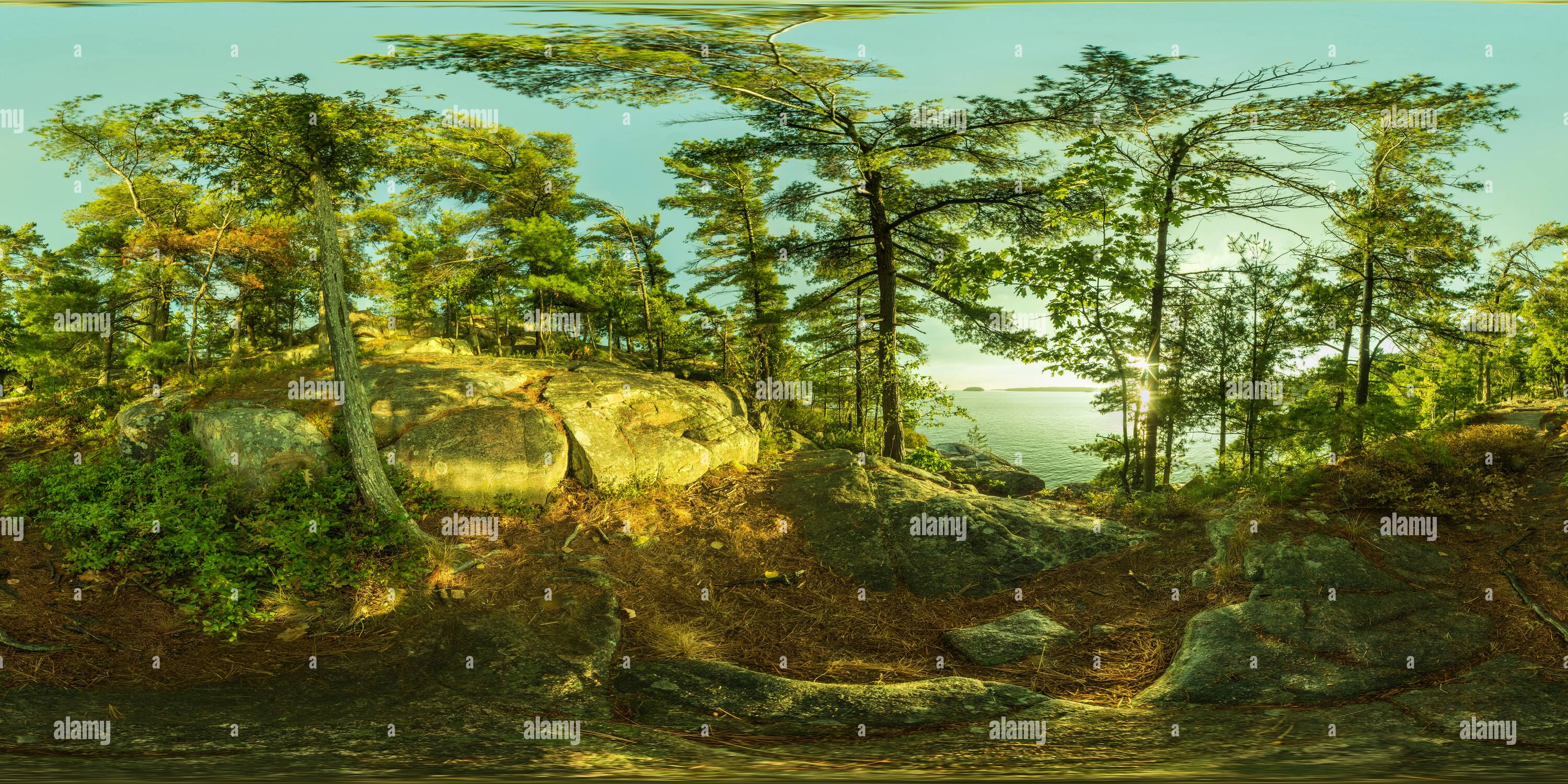 360° view of Rainy July Sunset in the woods at Harolds Point, Killbear ...