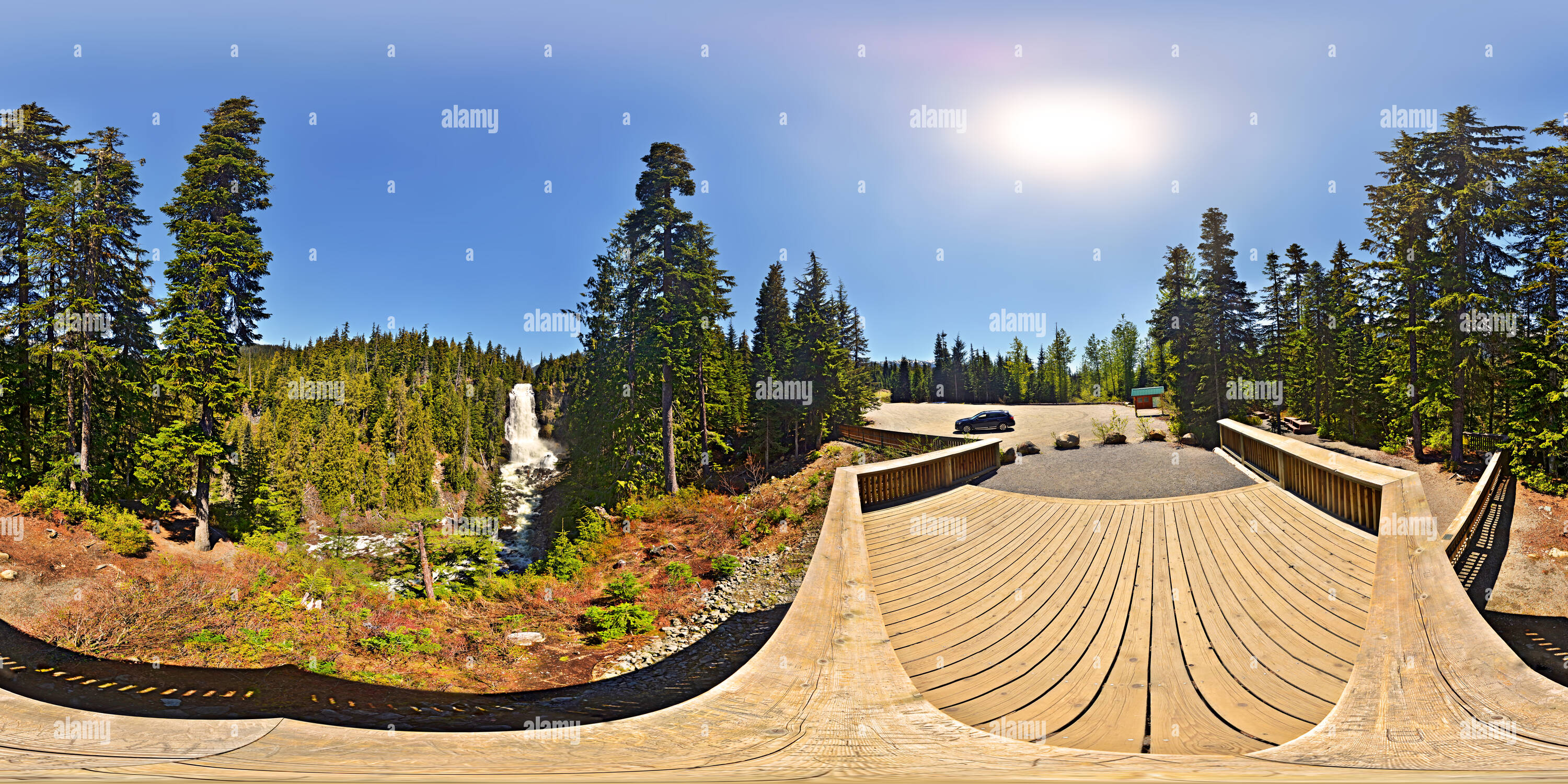 360° view of Alexander Waterfalls viewpoint near Whistler, Canada - Alamy