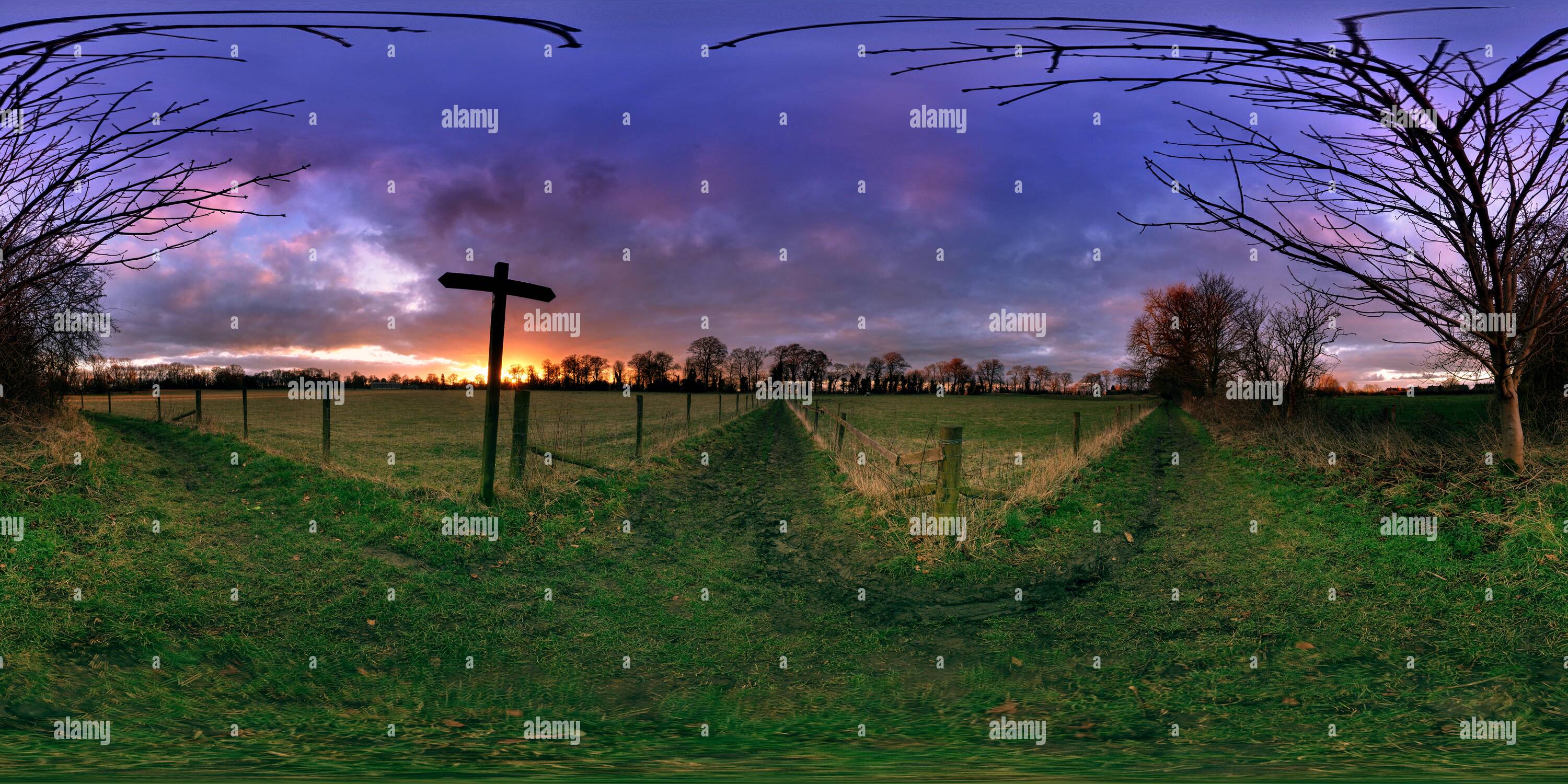 360° view of Sundown on Alkborough Woods - Alamy