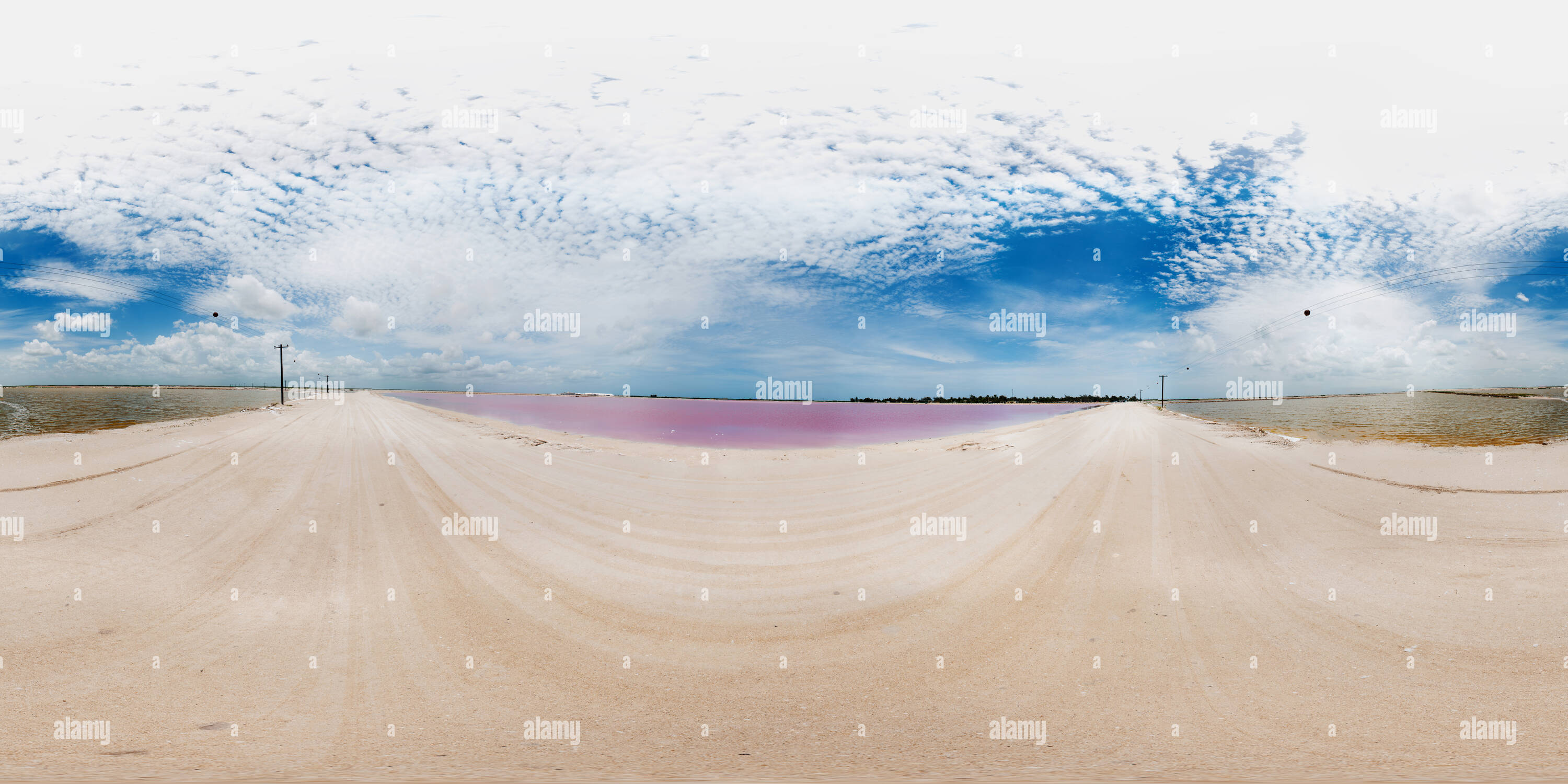360° view of Las Coloradas pink lagoon - Alamy