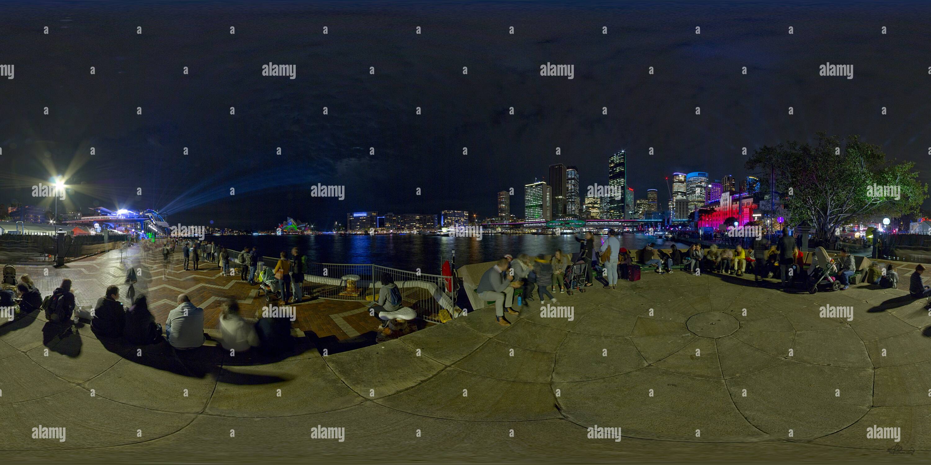 360° view of Vivid Night Light Show at Circular Quay, Sydney - Alamy