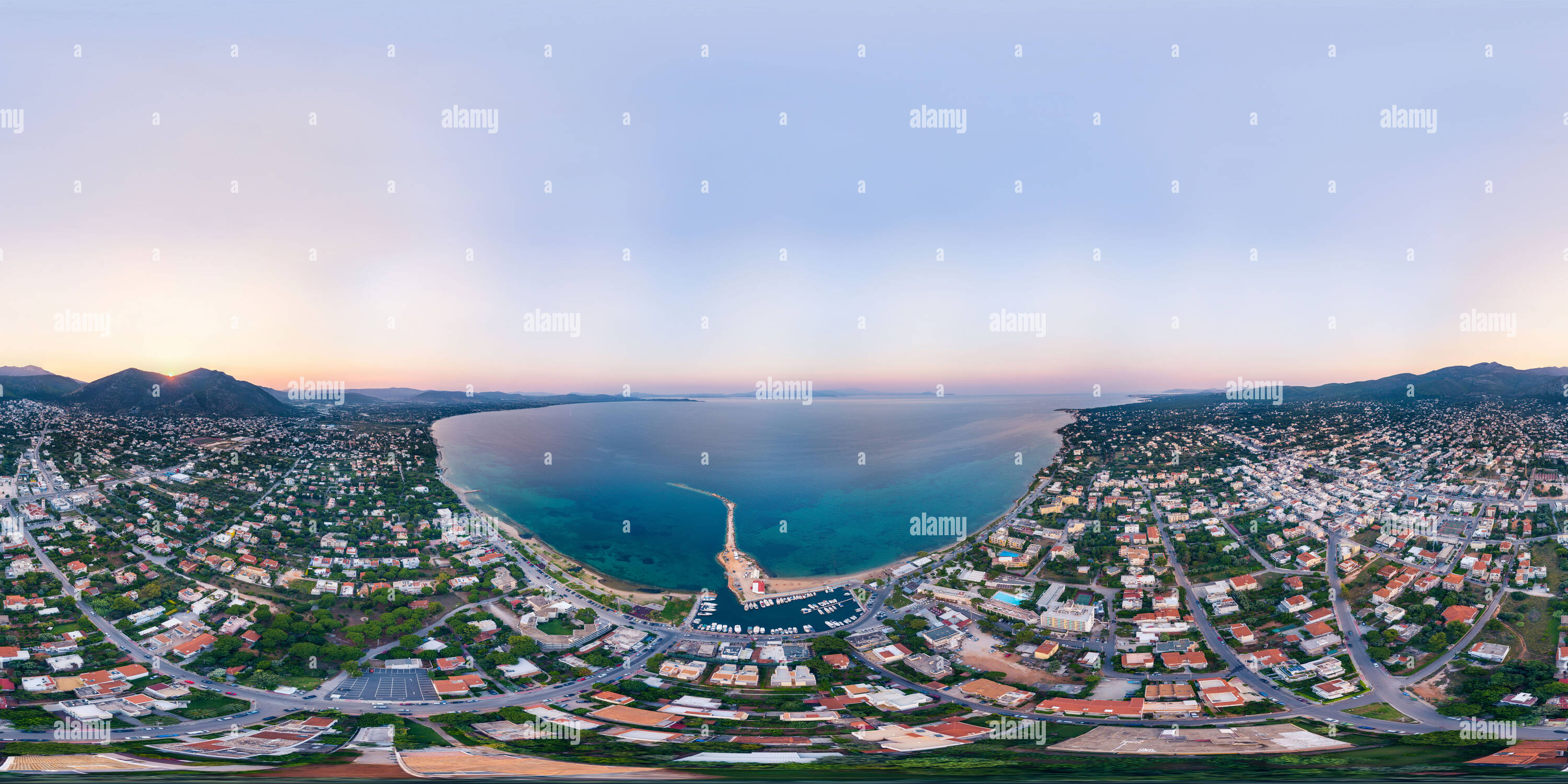 360° view of Nea Makri from above [sunset view] - Alamy